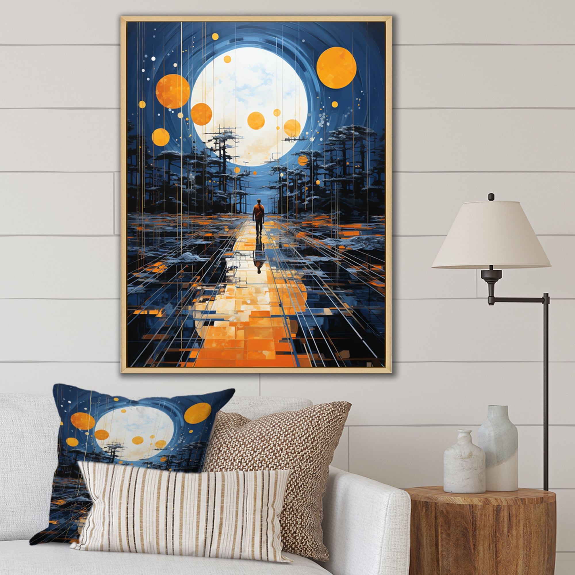 Designart "Specks Geometric Yellow Solar wall art II" Abstract Floater ...