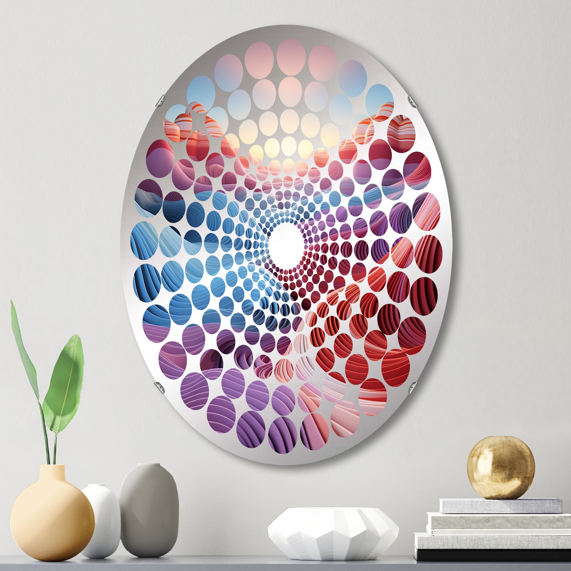 Designart "Spectral Mirage in Multicolor Op Art" Op Art Radial Dot ...