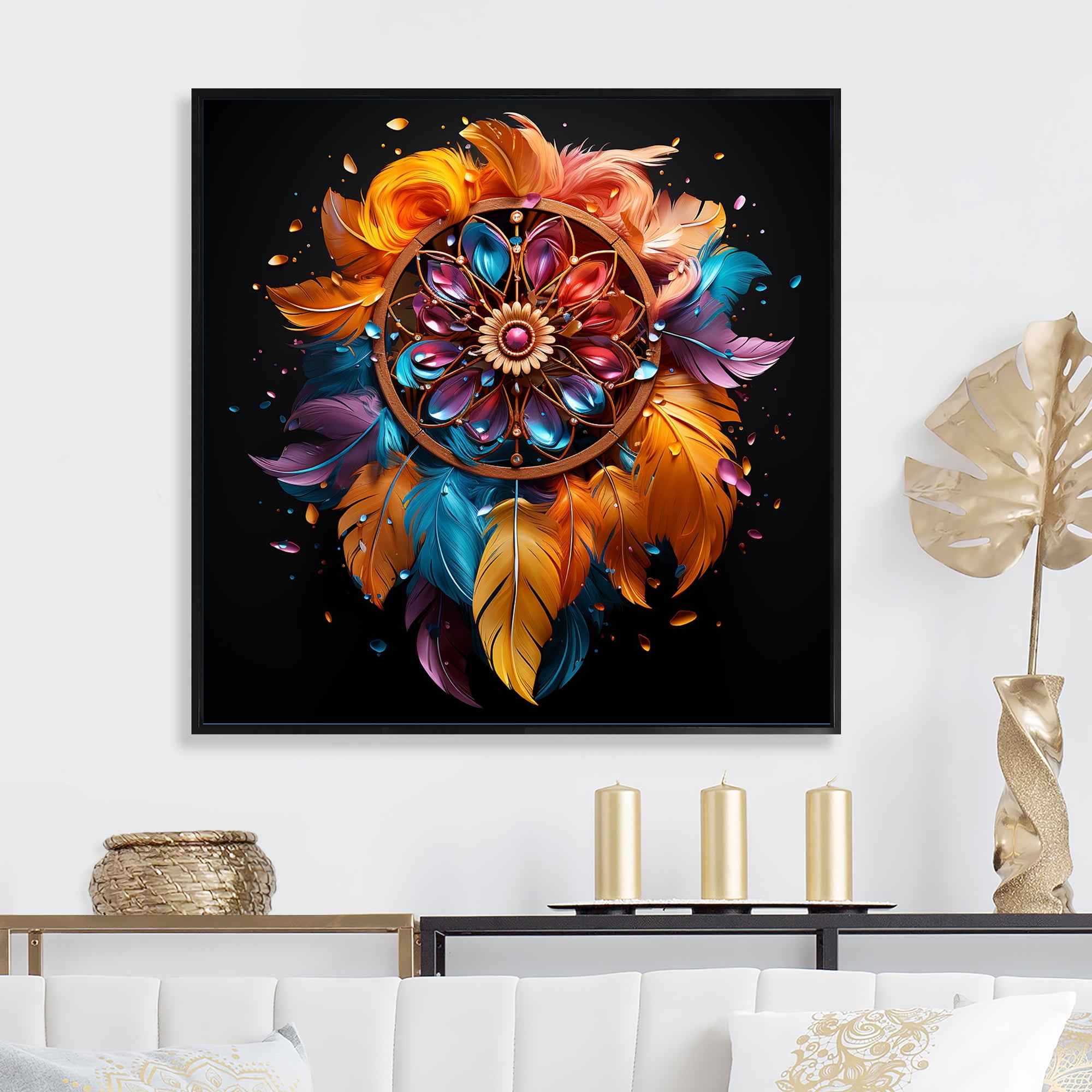 Designart "Spectrum Of Orange Dreamcatcher" Dream catcher Floater ...