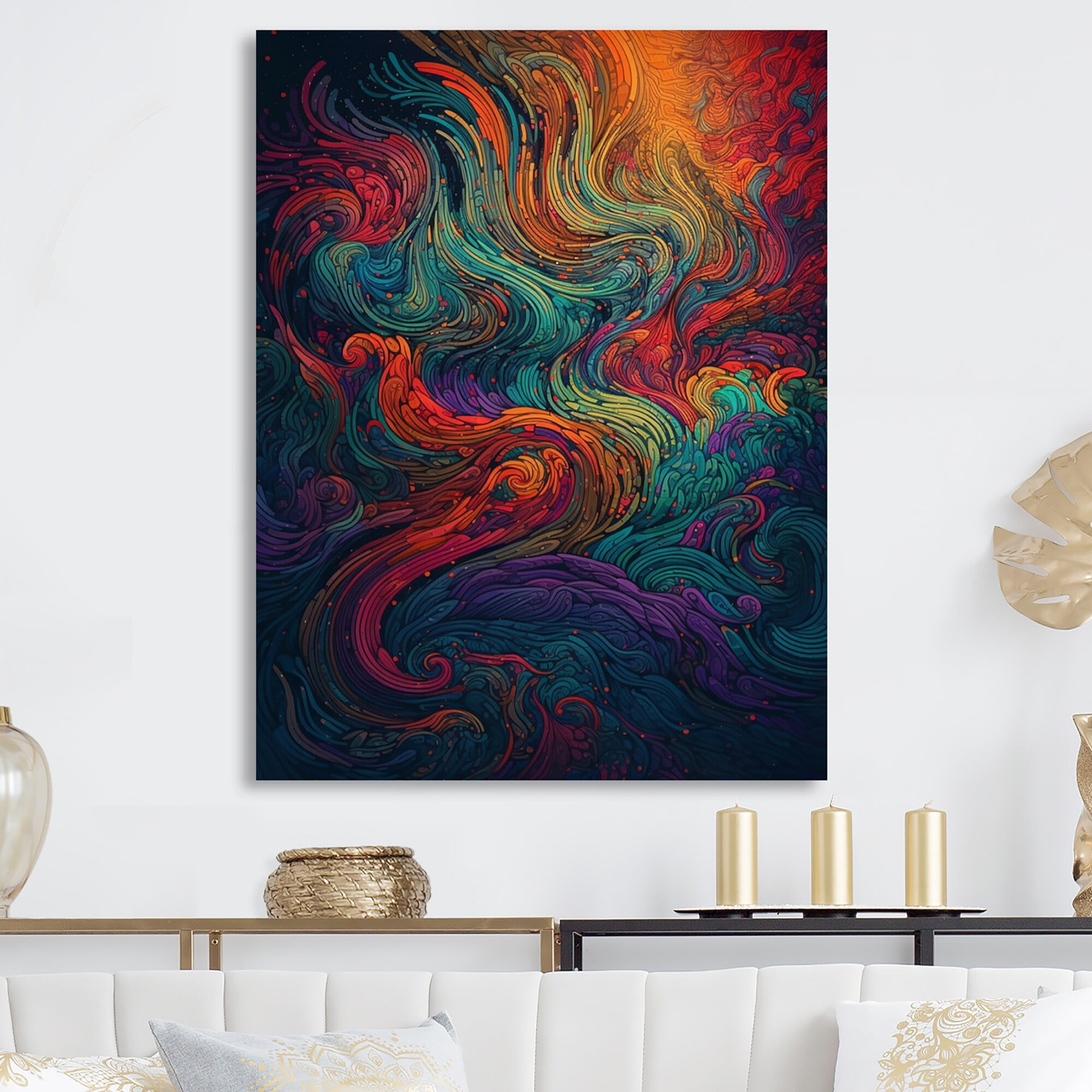 Designart "Spectrum Serenity Colored Waves III" Modern Waves Metal Art ...