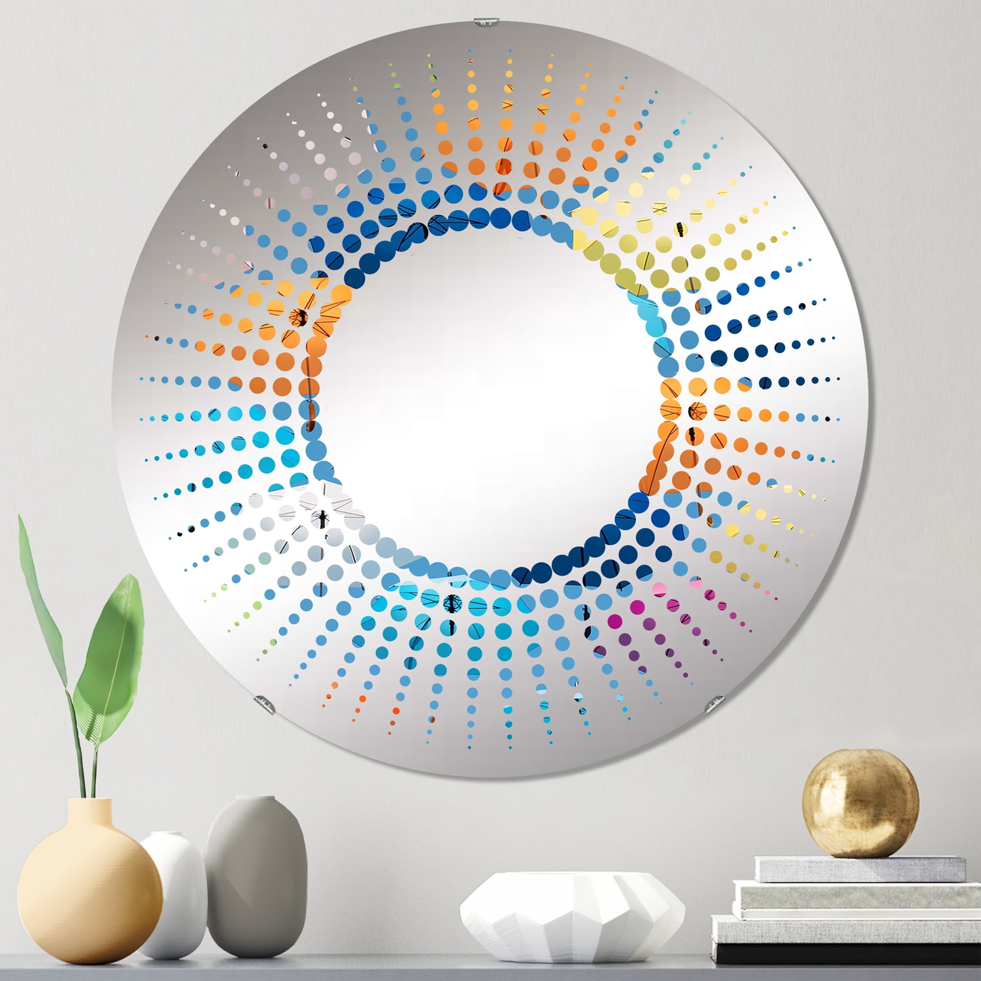 Designart "Spectrum of Umbrellas II" Sky Starburst Round Wall Mirror ...