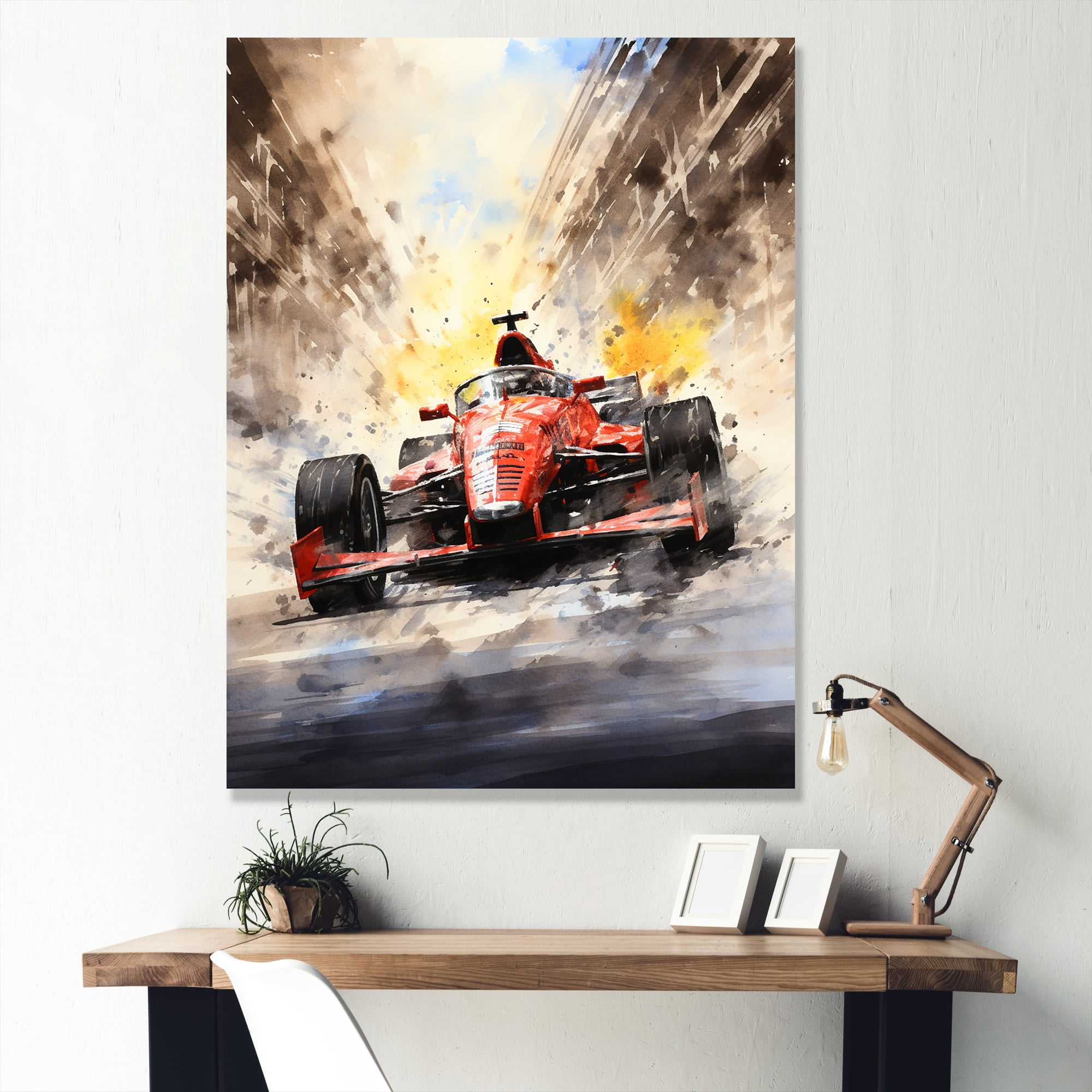 Designart "Speedy Formula One Car on Speedway I" Architecture Canvas ...