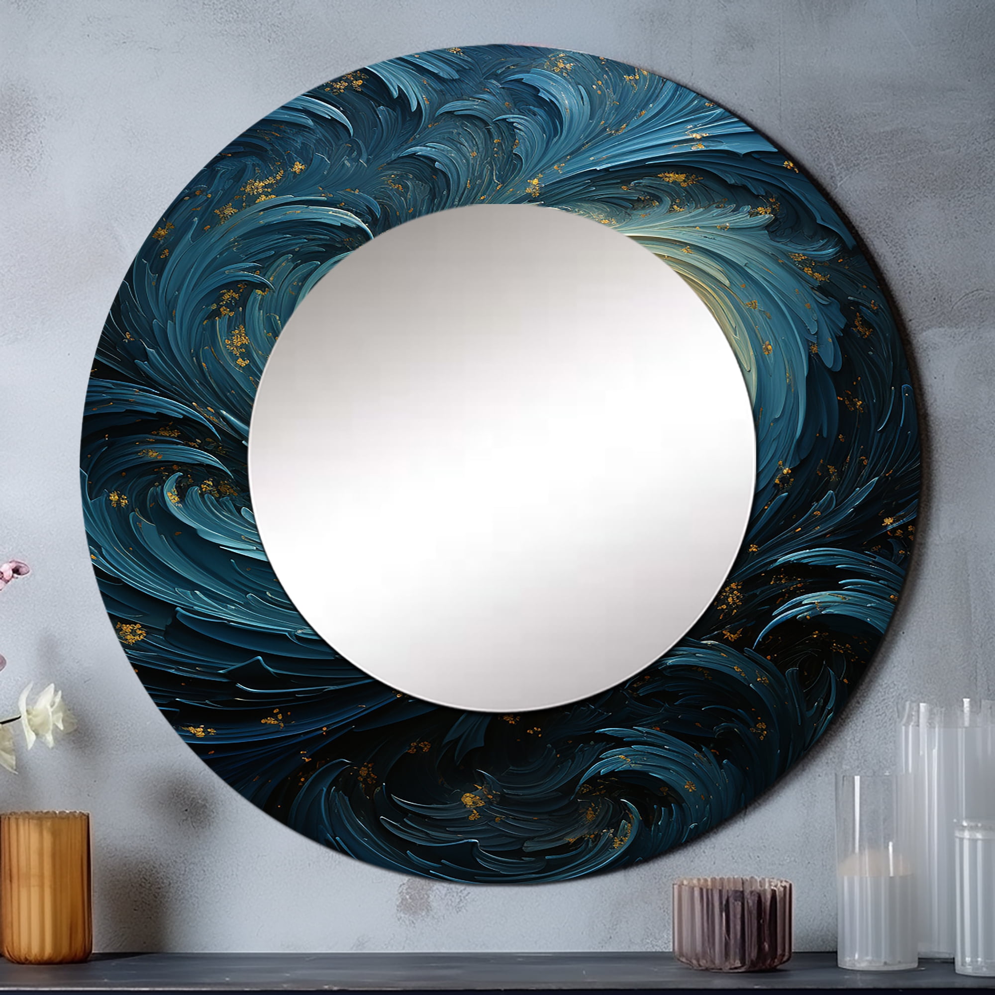 Designart "Spiral of Blue Fury Waves I" Abstract Spirals Blue Large ...