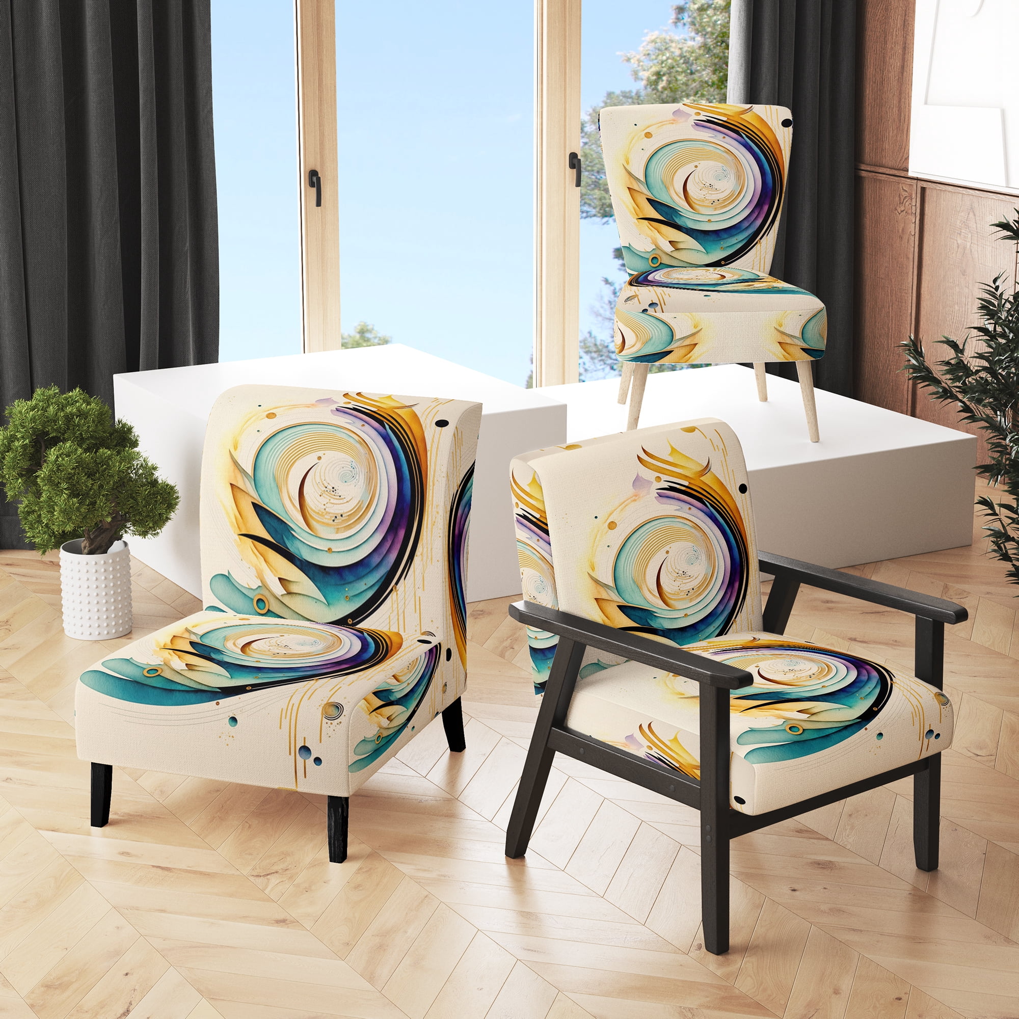 Designart "Spiral Pattern" Upholstered Modern & Contemporary Accent ...