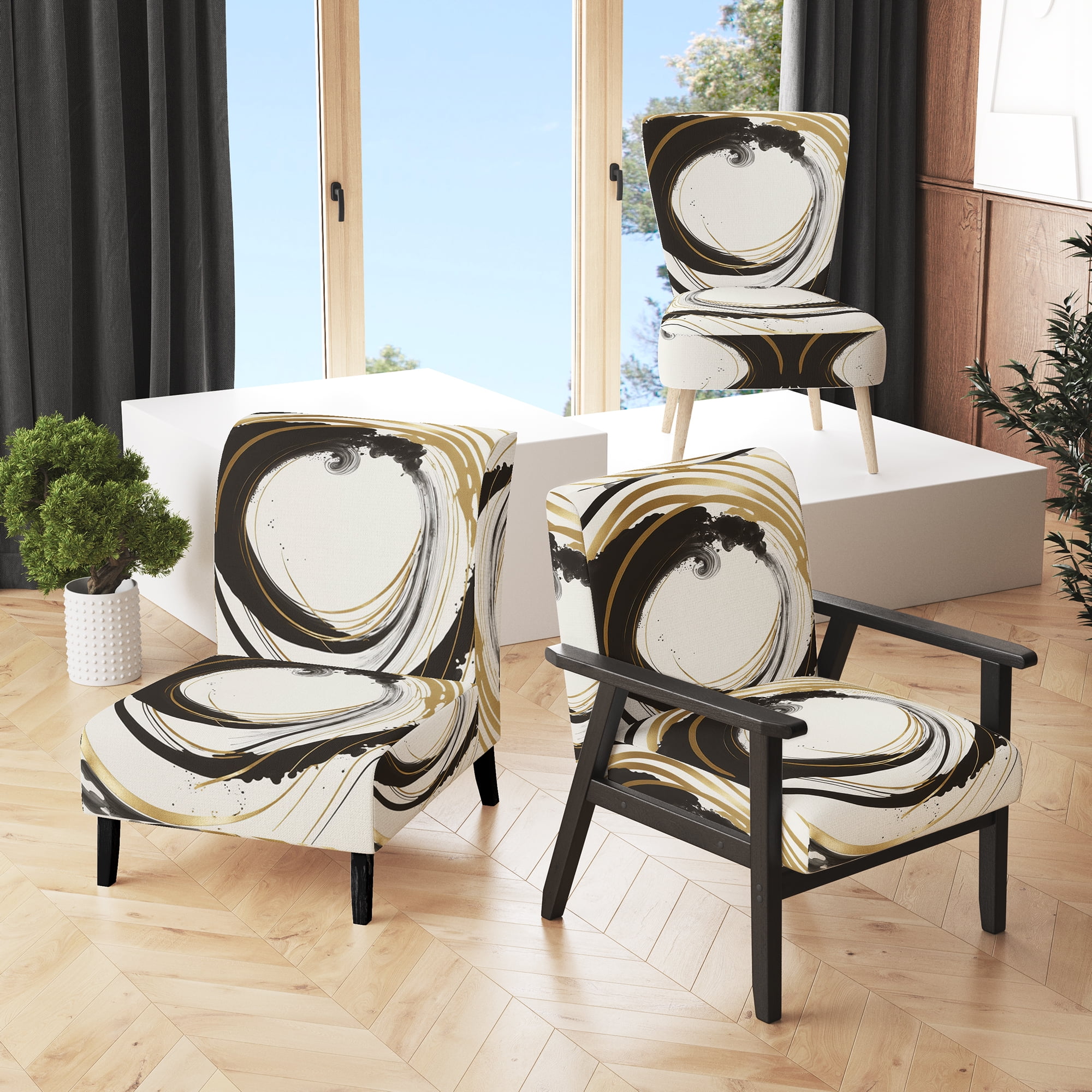 Designart "Spiral Pattern" Upholstered Modern & Contemporary Accent ...