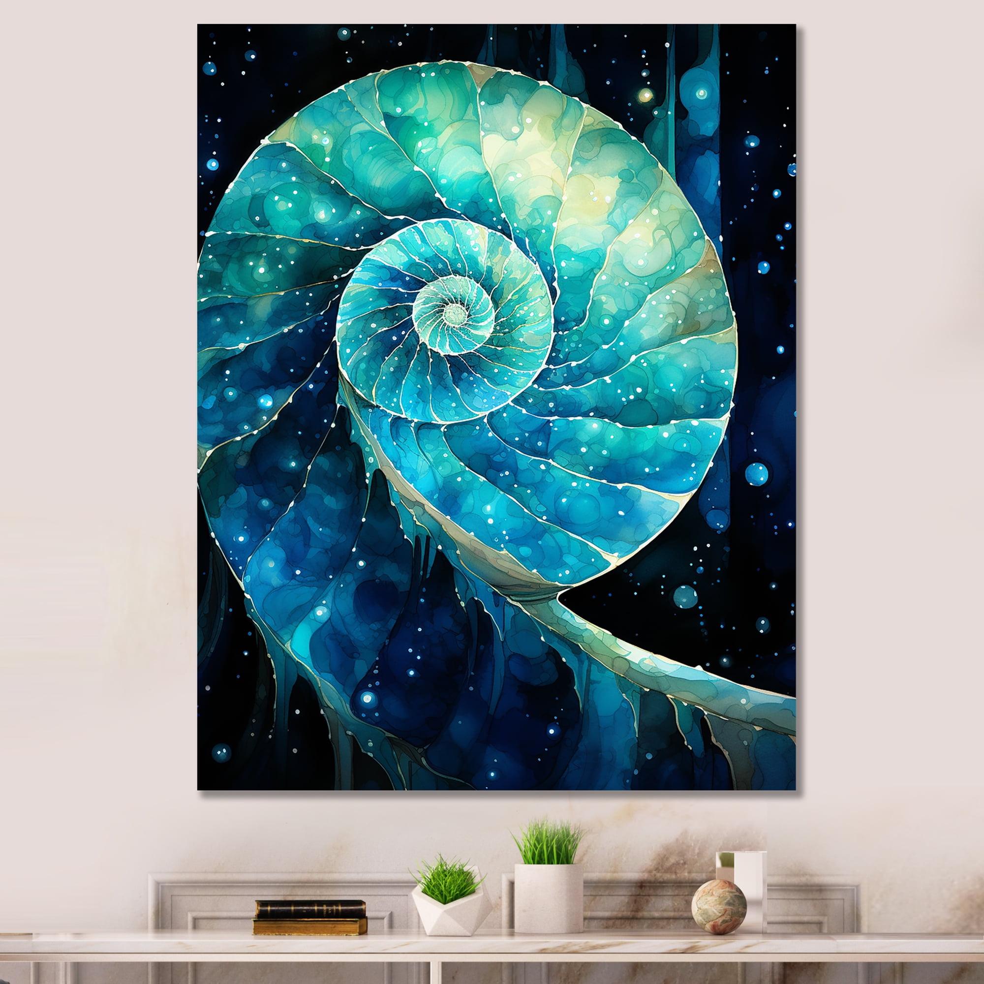 Designart "Spiral of Lava in Blue Volcano" Abstract Canvas Wall Art ...