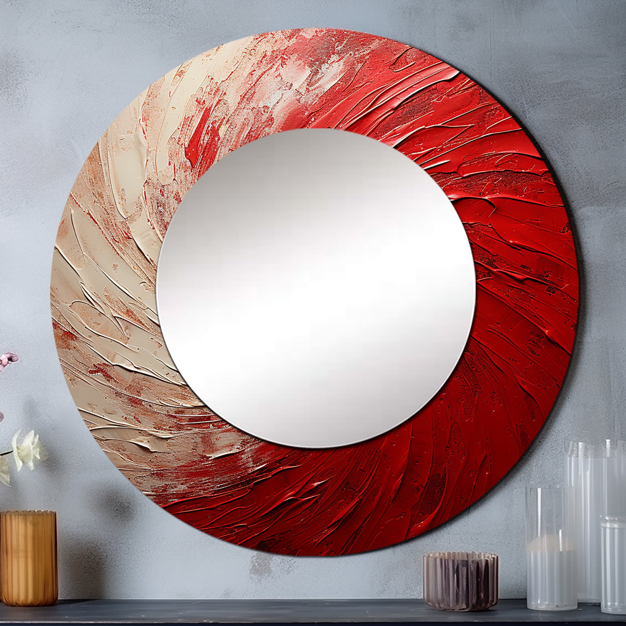 Designart "Spiraling Red And White Whimsical Whirl" Abstract Spirals ...