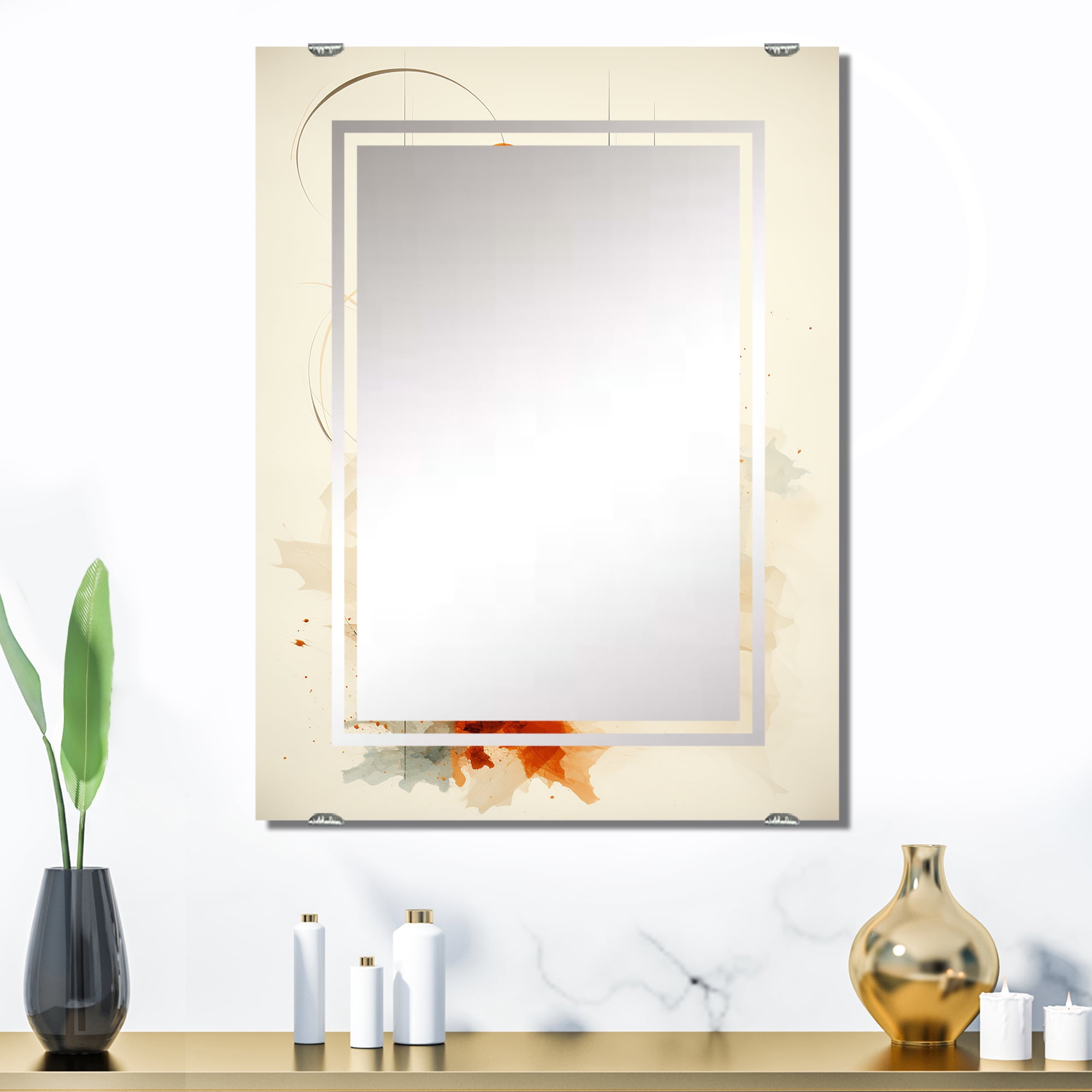 Designart "Spiraling Symmetry in Orange and White III" Abstract ...