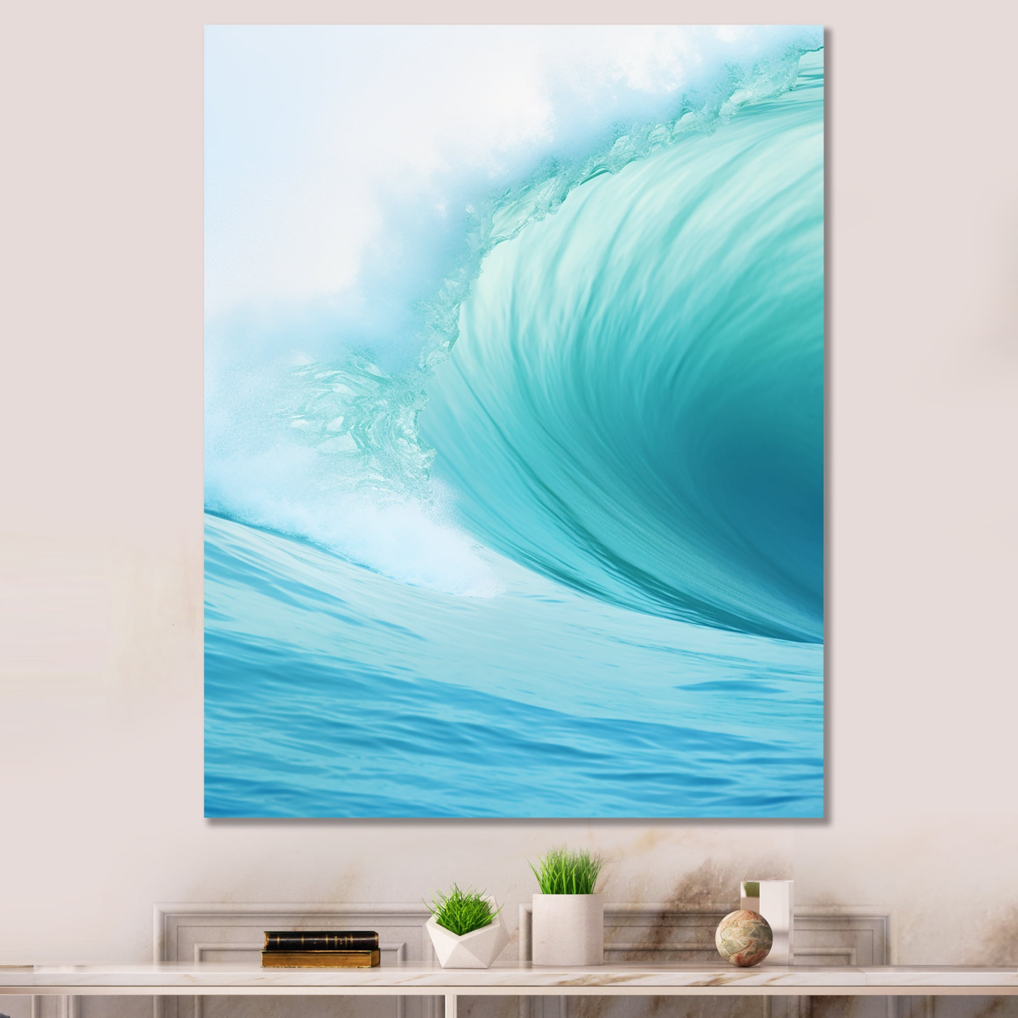 Designart "Spiraling Turquoise Wondrous Wave I" Abstract Spirals Wall ...
