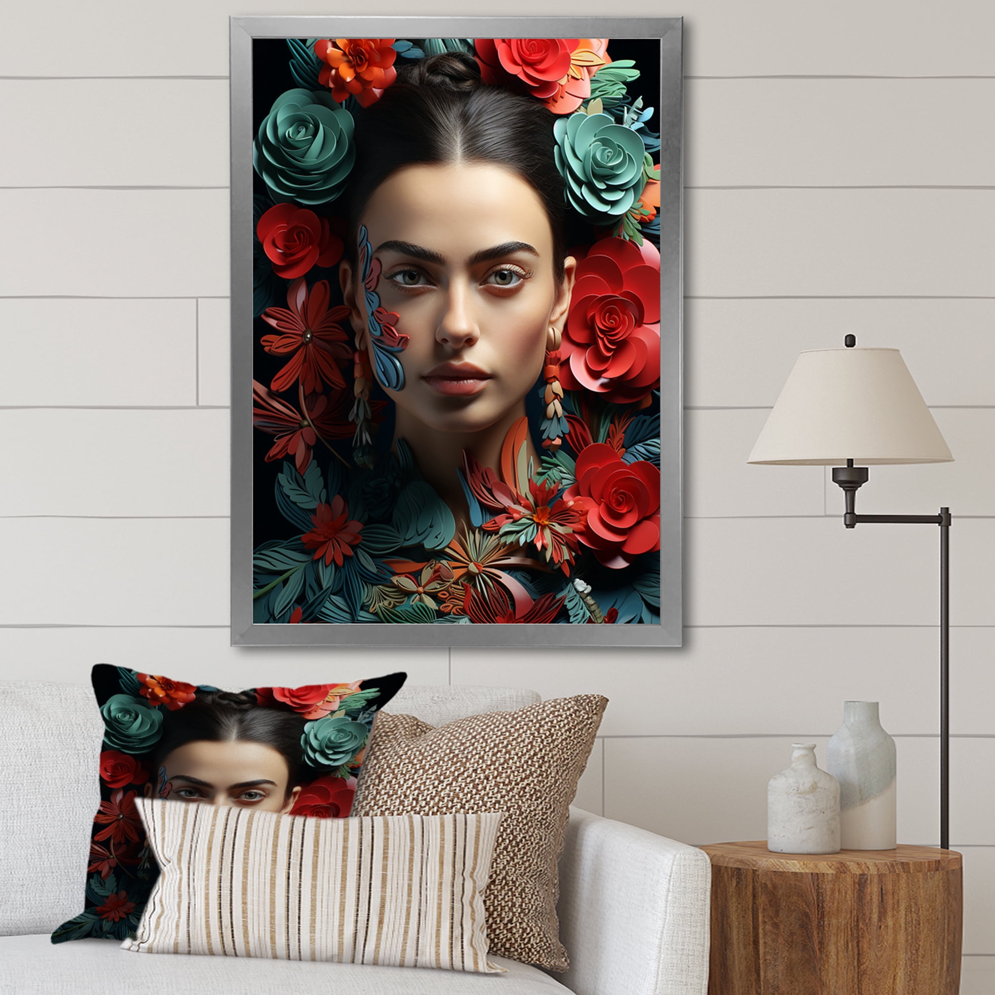 Designart "Spirit of Frida in Mexican Woman's Photo II" People Framed ...