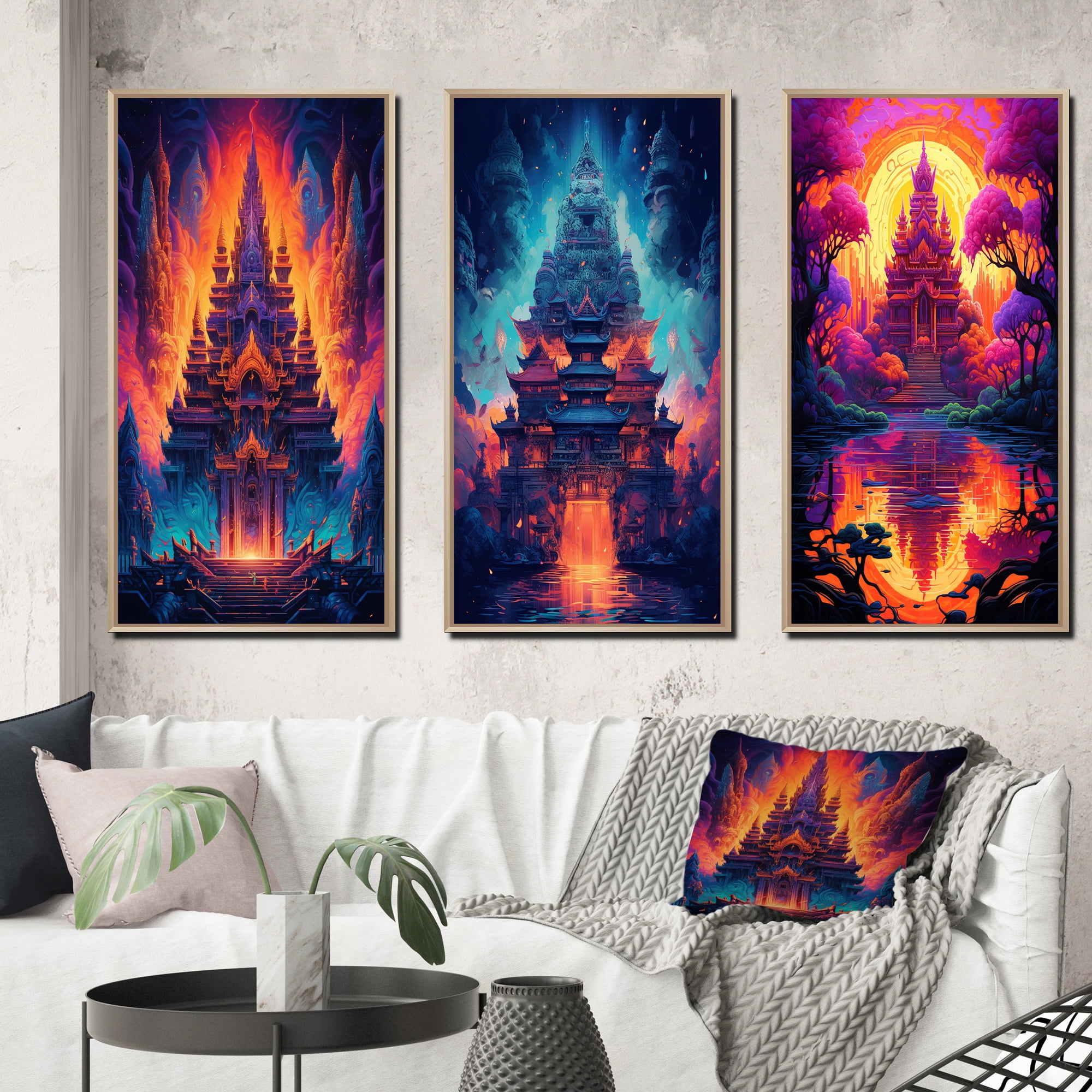 Designart "Spiritual Dreamscape Thai Buddhist Temple III" Buddhism ...