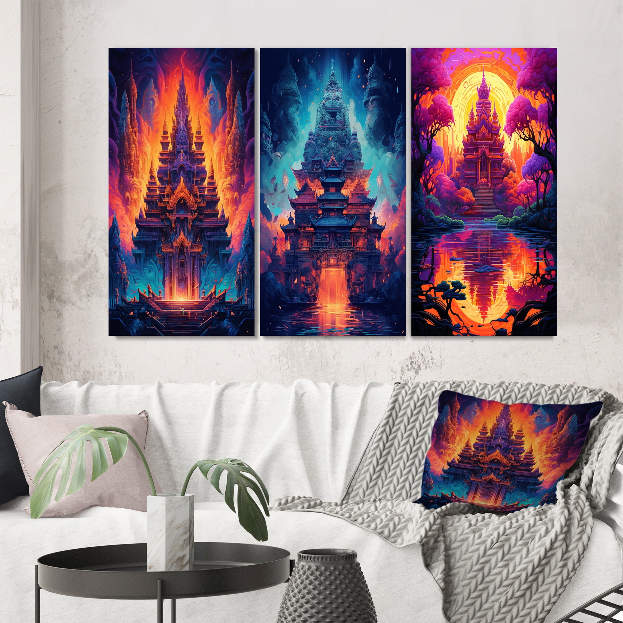 Designart "Spiritual Dreamscape Thai Buddhist Temple III" Buddhism Wall ...