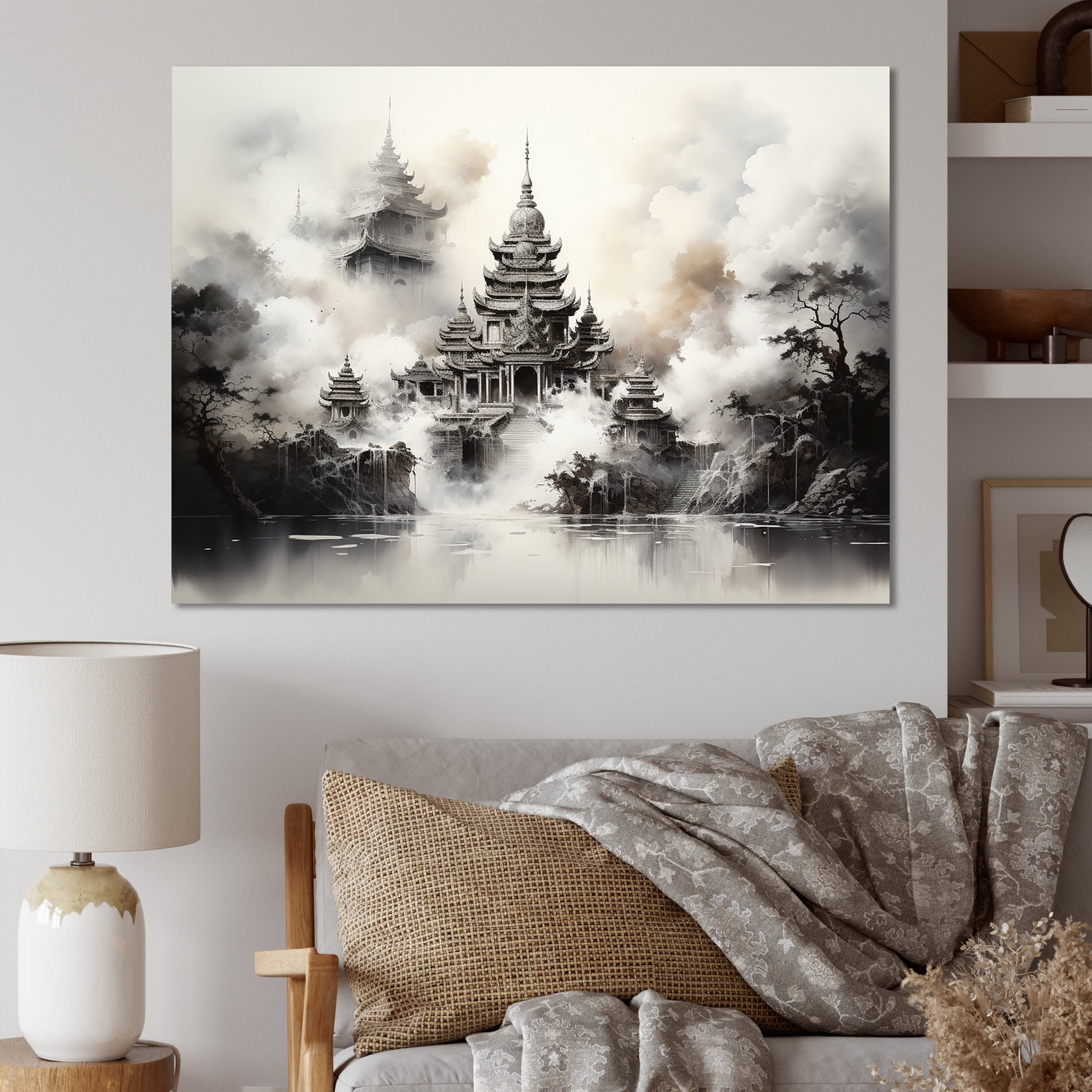 Designart "Spiritual Glow at a Thai Temple II" Thailand Wall Art Living ...