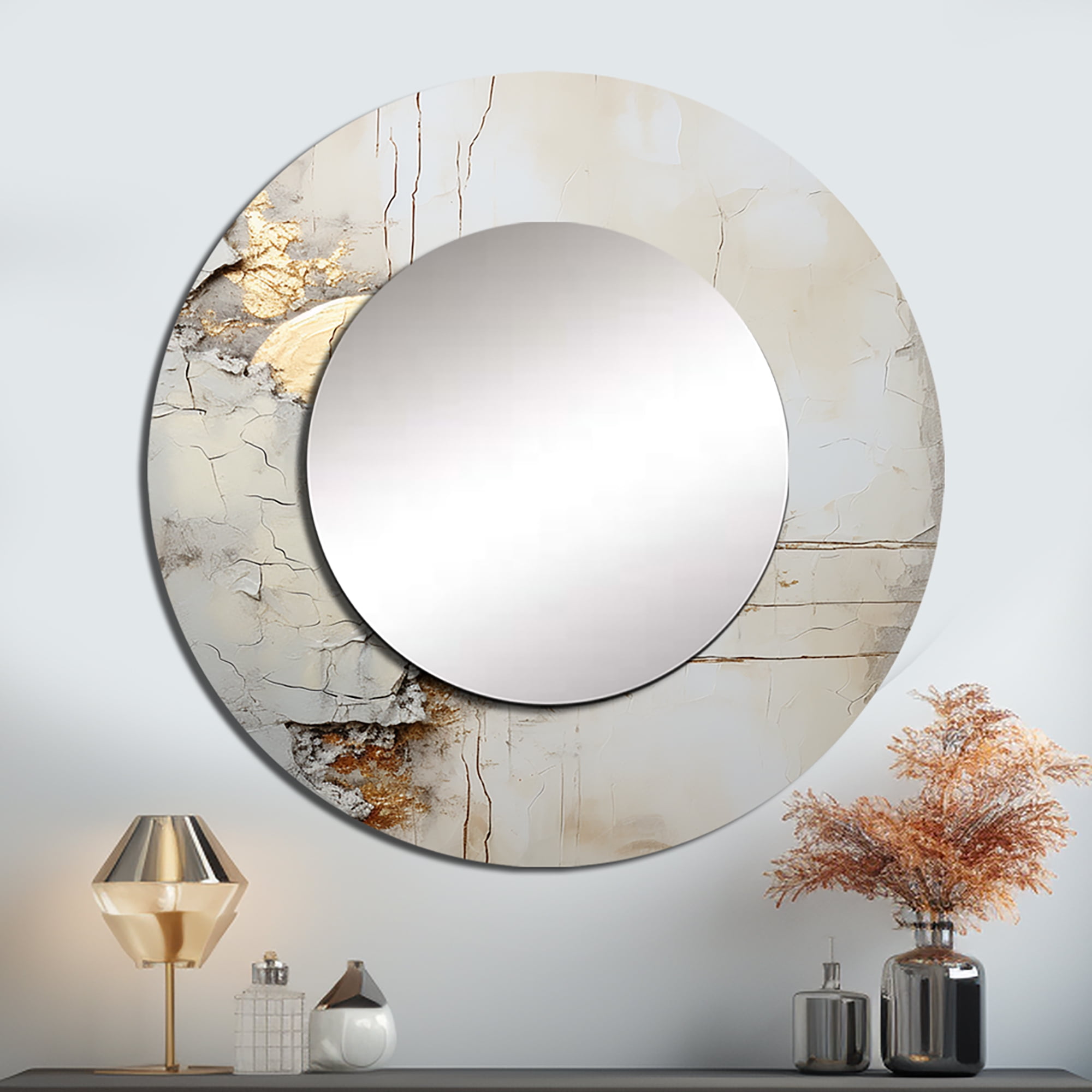 Designart "Splitting Nature In Grey And White" Abstract Shapes Beige ...