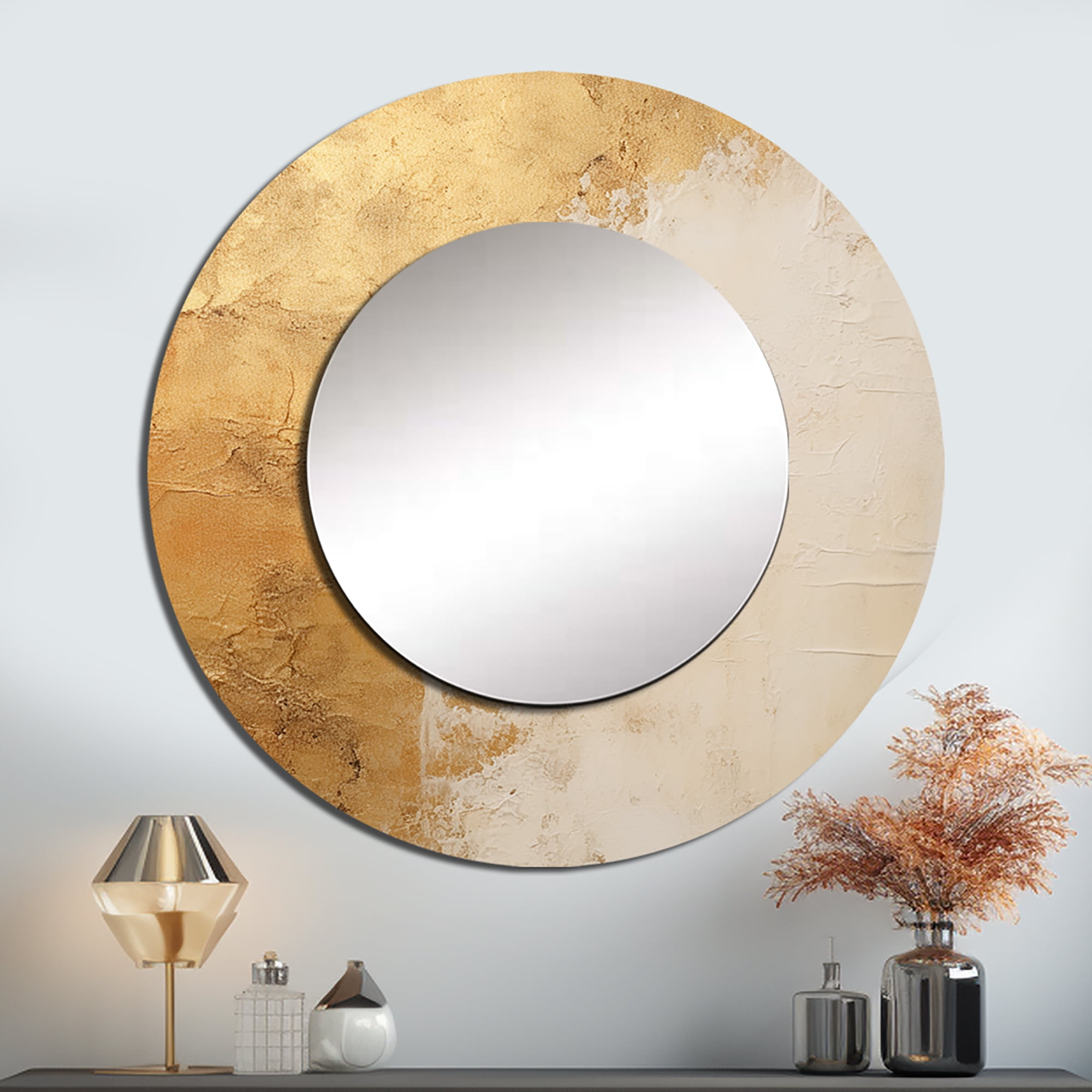 Designart "Splitting Nature In Grey And White" Abstract Shapes Rund ...