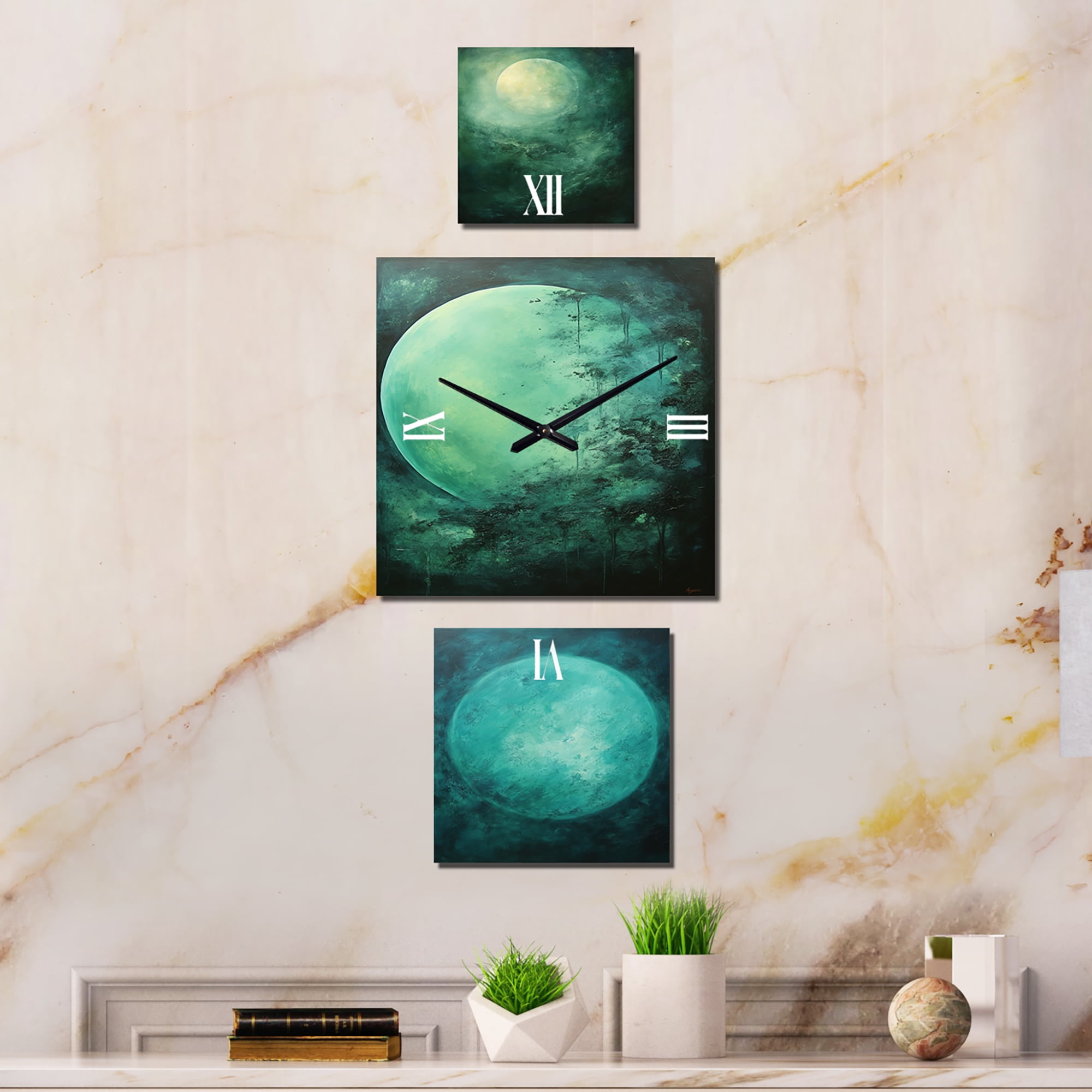 Designart "Spooky Moonlit Fog with a Jade Jewel Hue" Moon Extra large ...