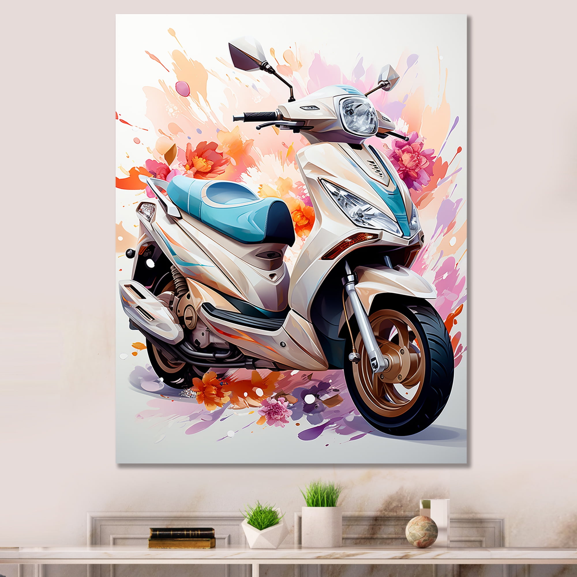 Designart "Sporty Speedster White Scooter" Scooter Wall Decor - Walmart.com