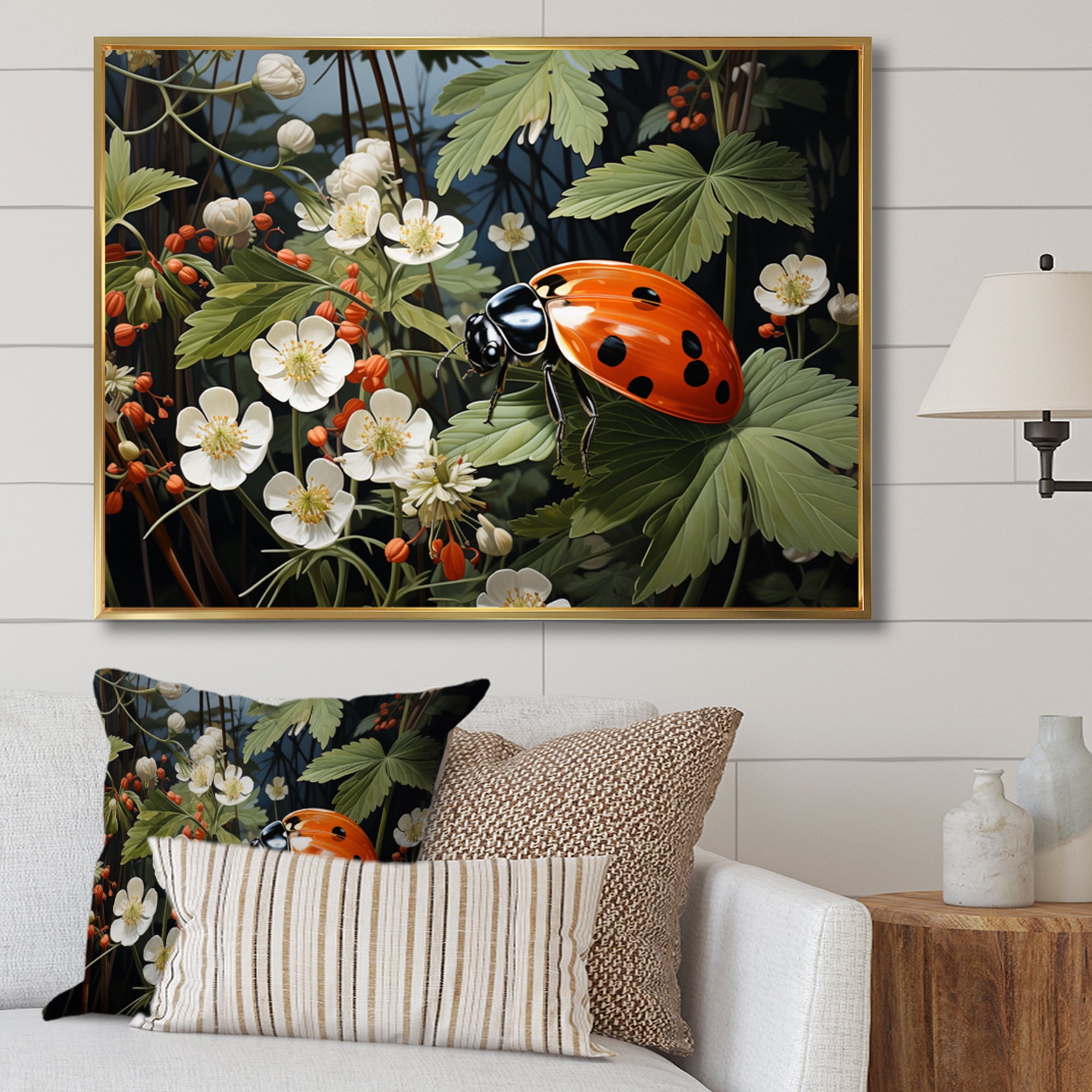 Designart "Spots Pastoral Ladybug Playful painting III" Animals Floater ...
