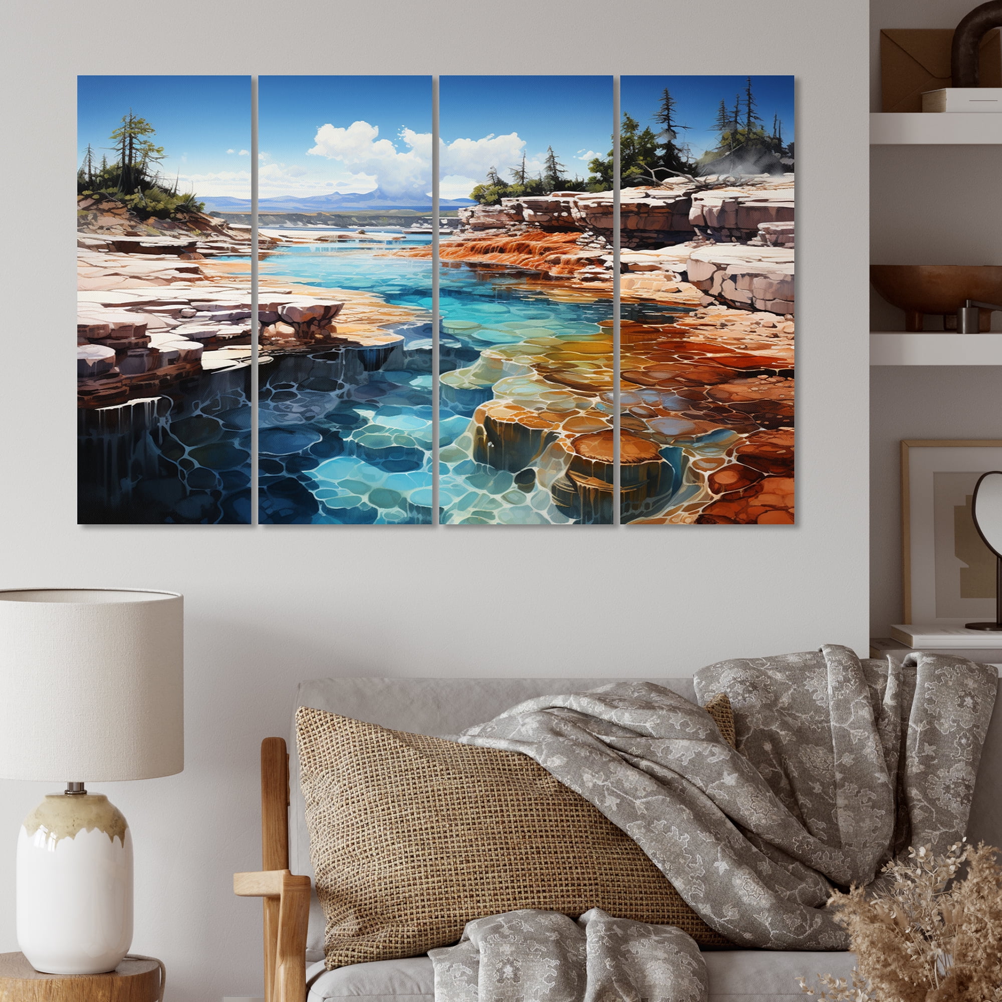 Designart "Springs Bath Geyser Hot painting III" Landscapes Art Living ...