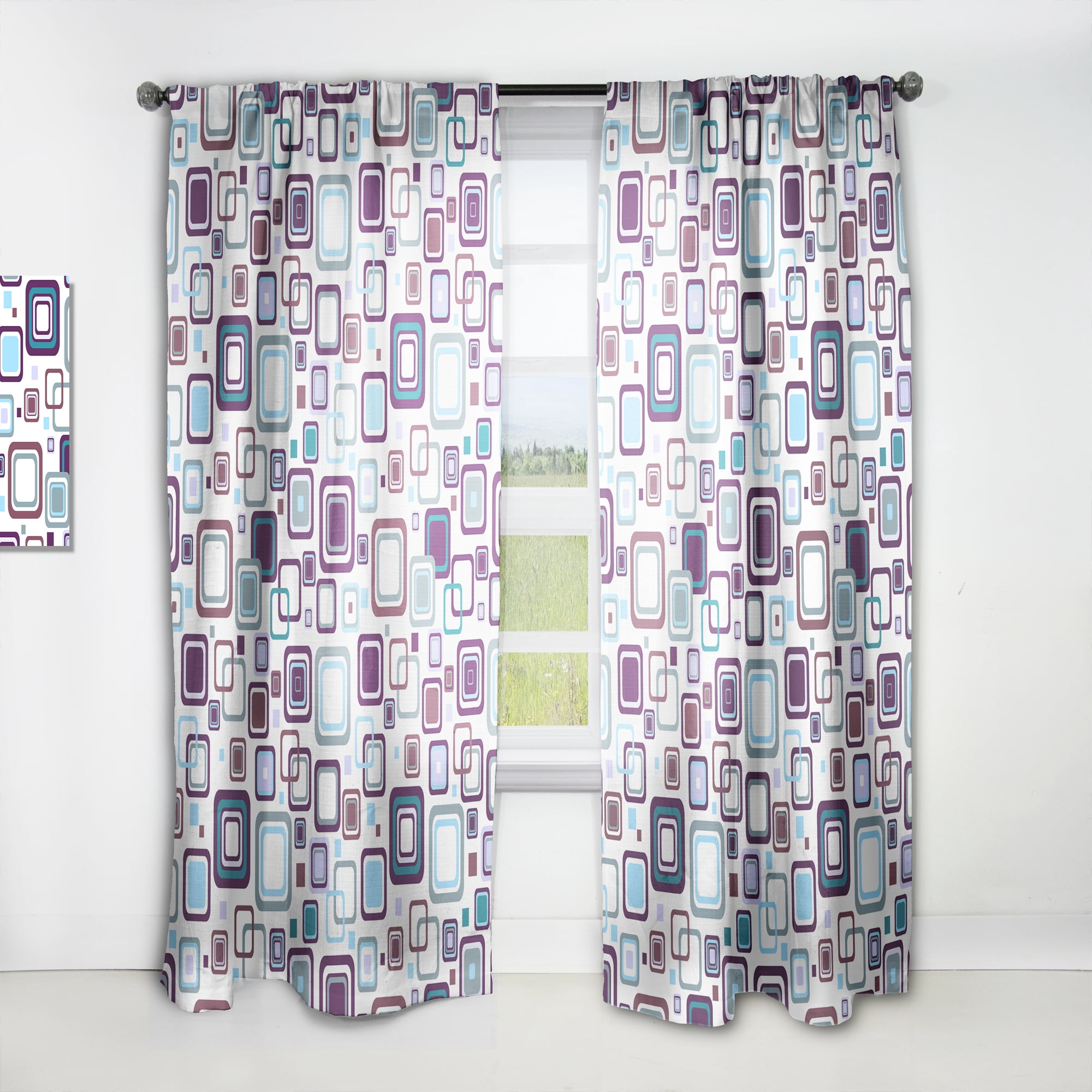 Designart 'Square Retro Design I' Mid-Century Modern Curtain Panel ...
