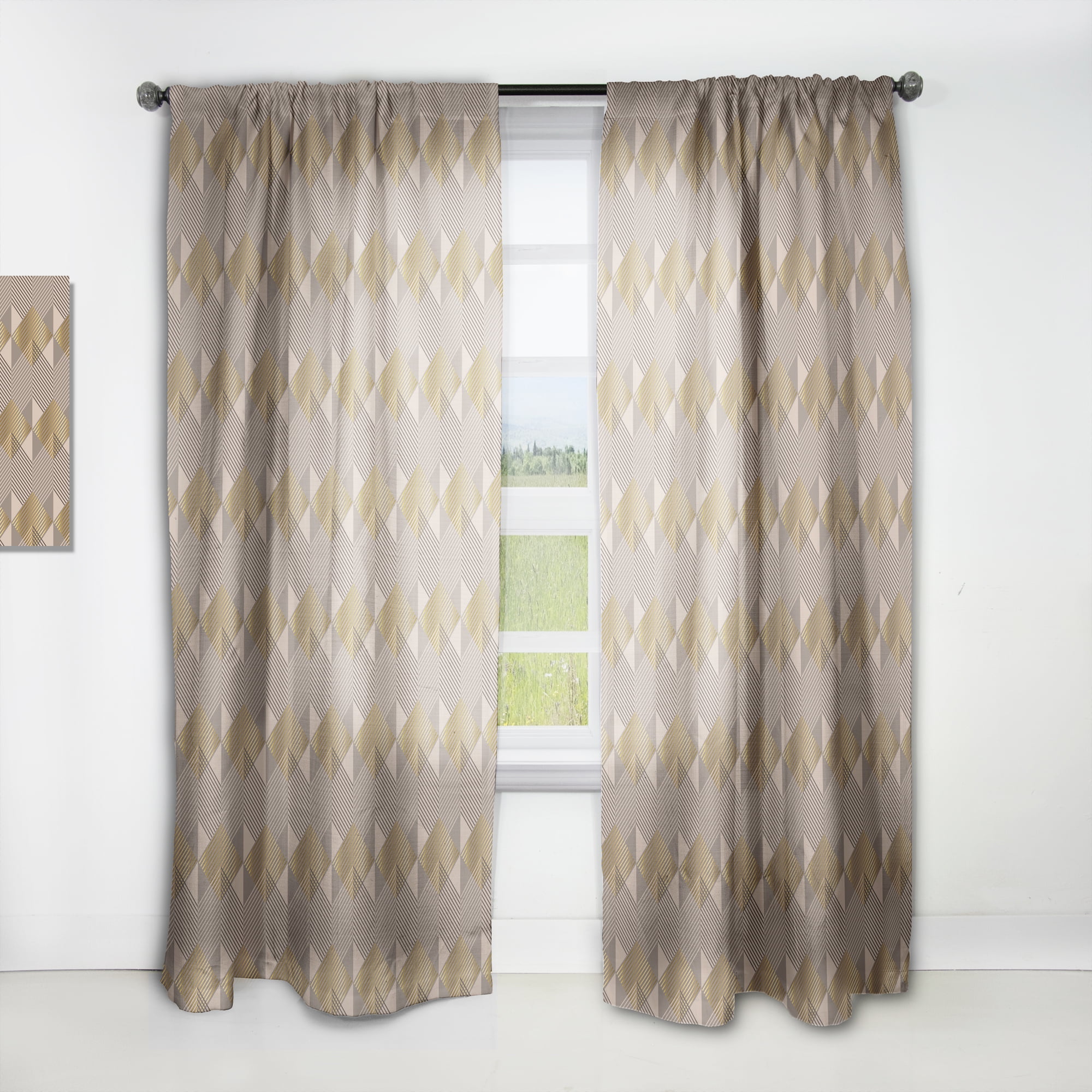 Designart 'Square Retro Design VI' Mid-Century Modern Curtain Panel ...