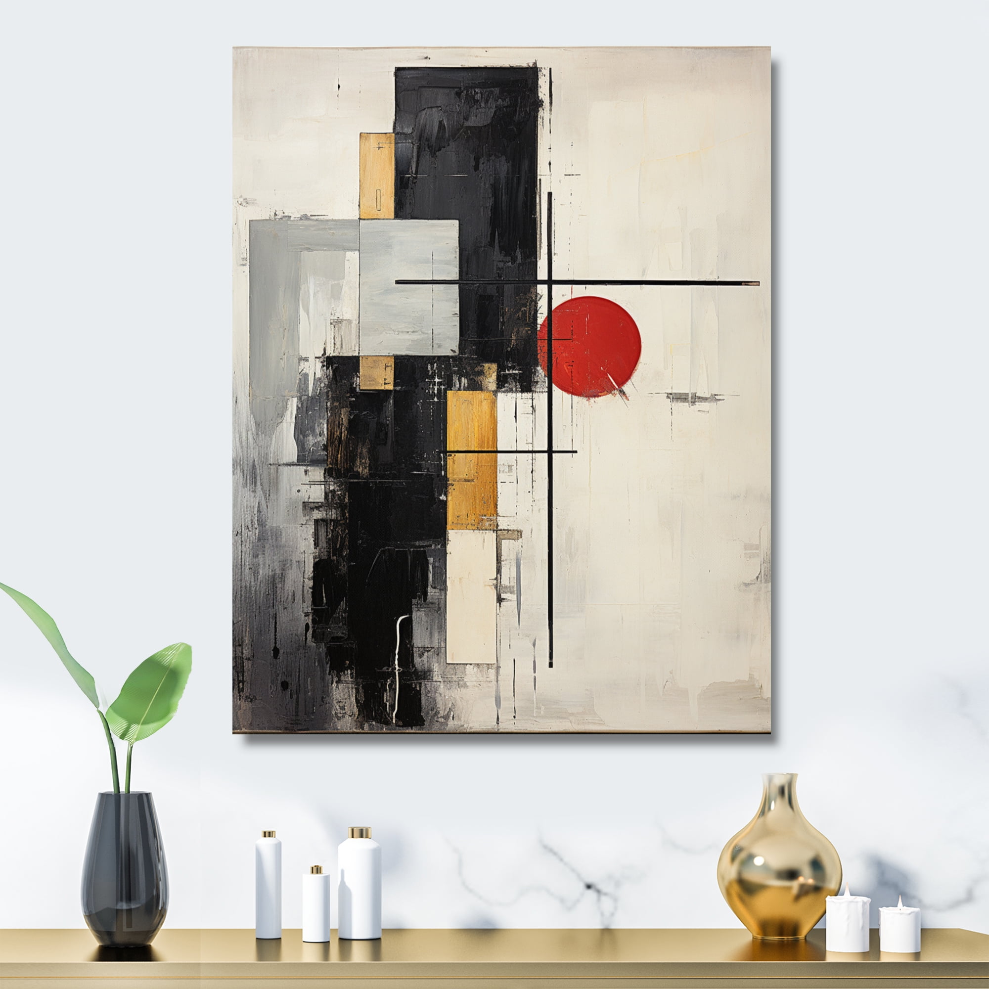 Designart "Squarekazimir Malevichs Constructivism Black painting II ...