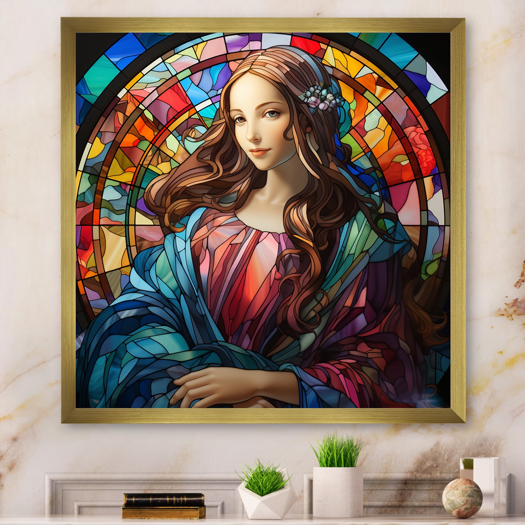 Designart "Stained Glass Portrait of Christian Mona Lisa II" Spiritual ...