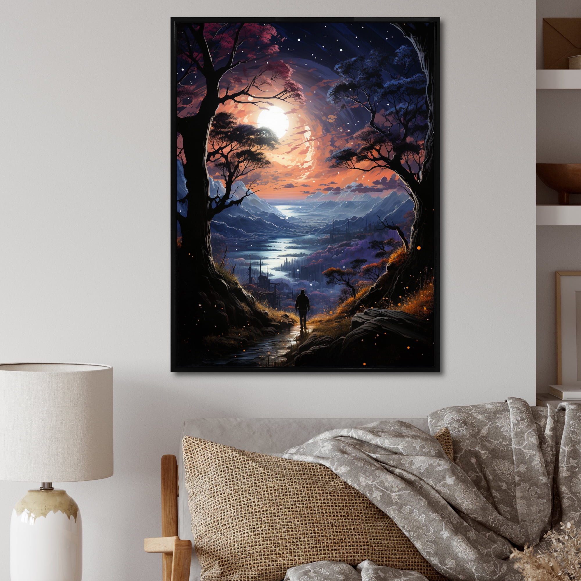 Designart "Star Gazing Space Asteroids I" Astrology Floater Framed Wall ...