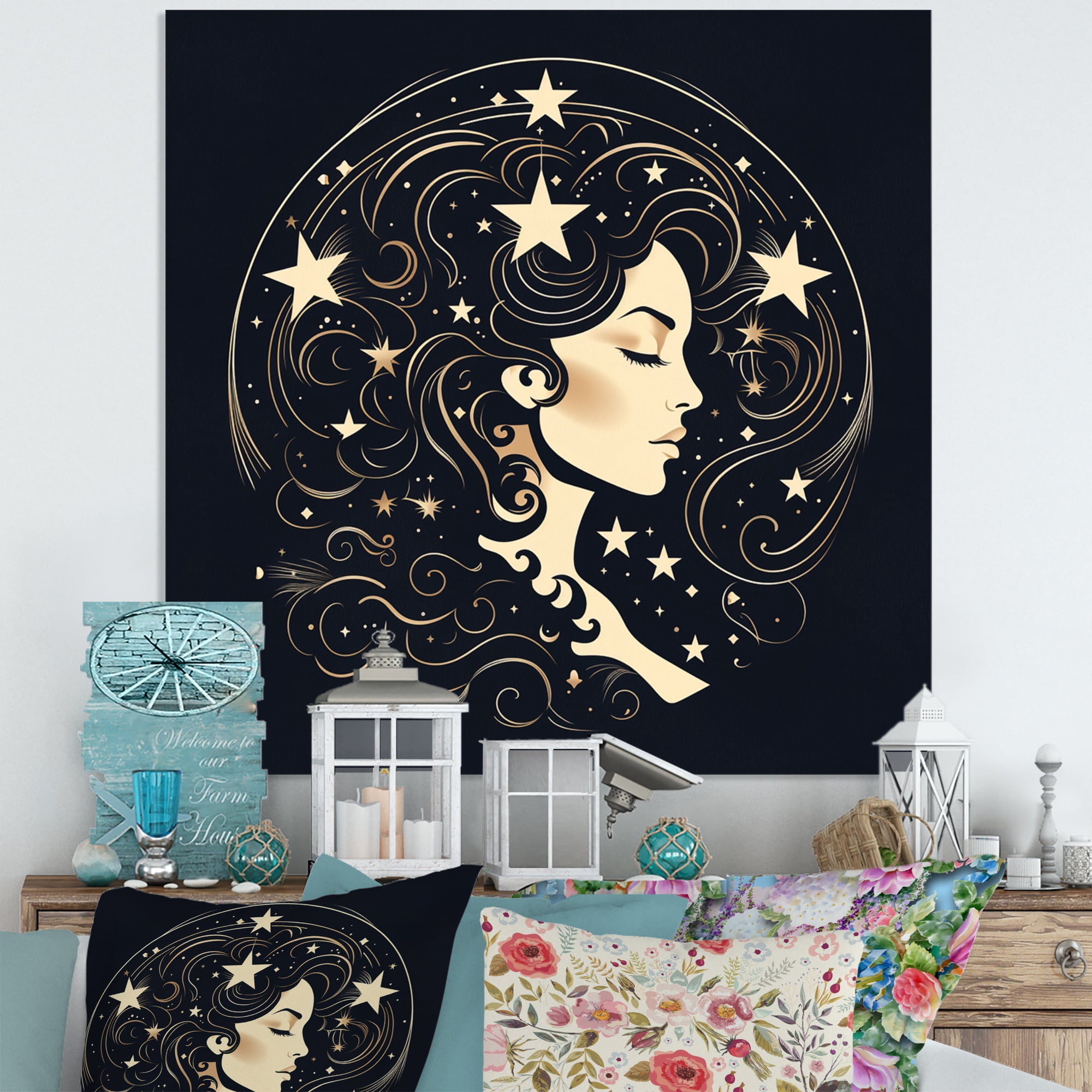 Designart "Stargazing Through the Zodiac V" Astrology Metal Wall Decor ...