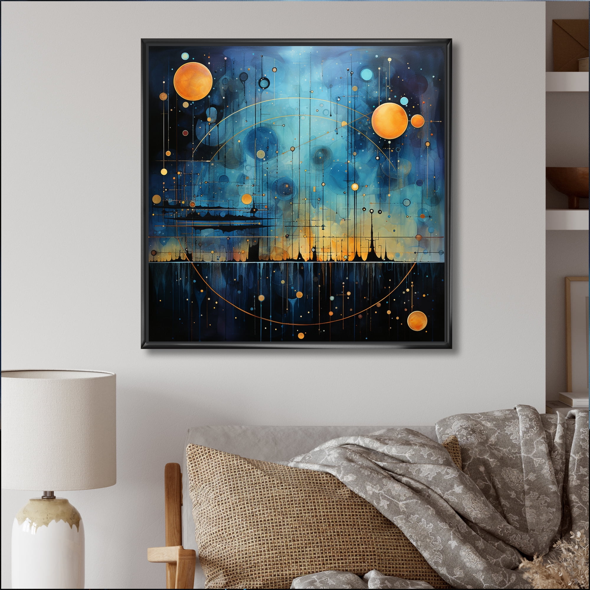 Designart "Starry Confluence Cosmic Harmony" Abstract Floater Framed ...