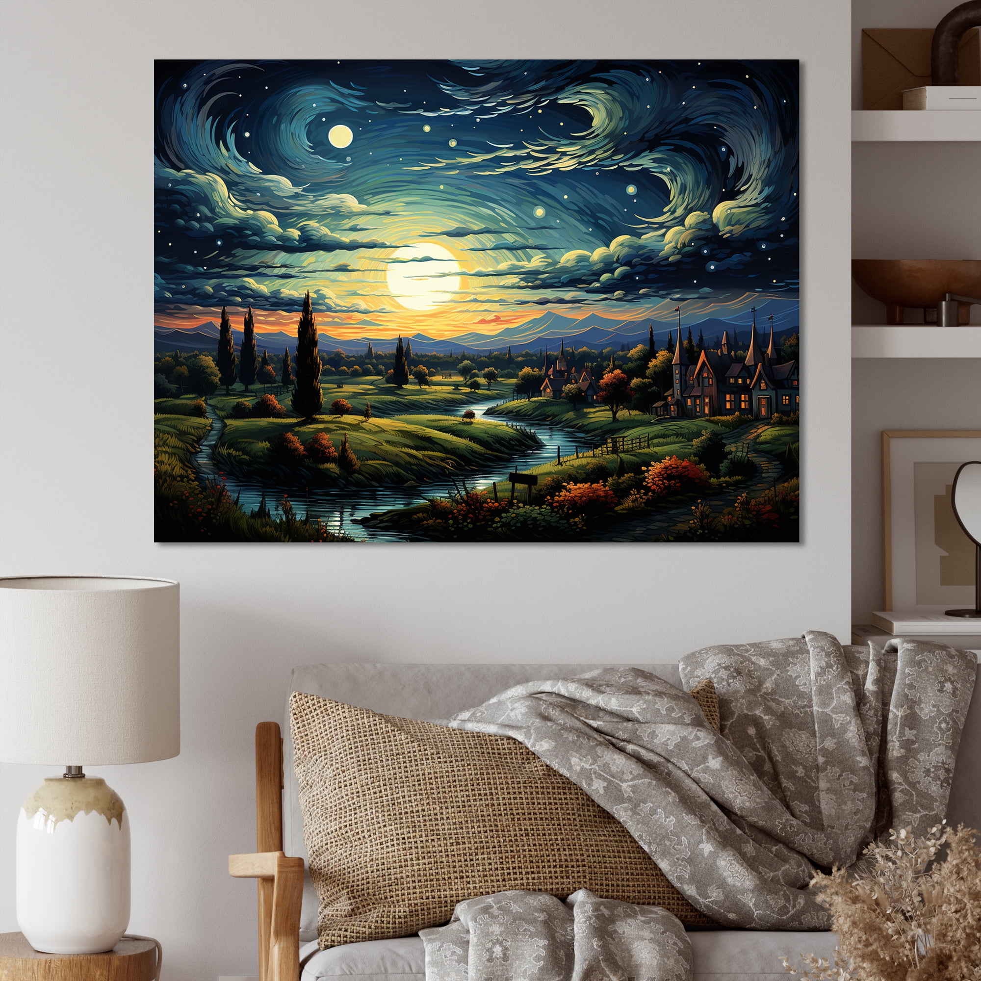 Designart "Starry Day A Masterpiece by Vincent IV" Landscapes Wall Art ...