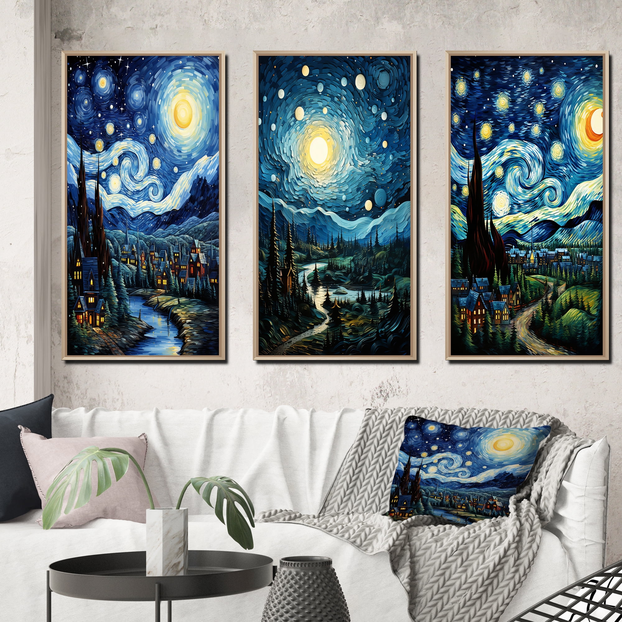 Designart "Starry Day A Masterpiece by Vincent VII" Abstract Framed ...
