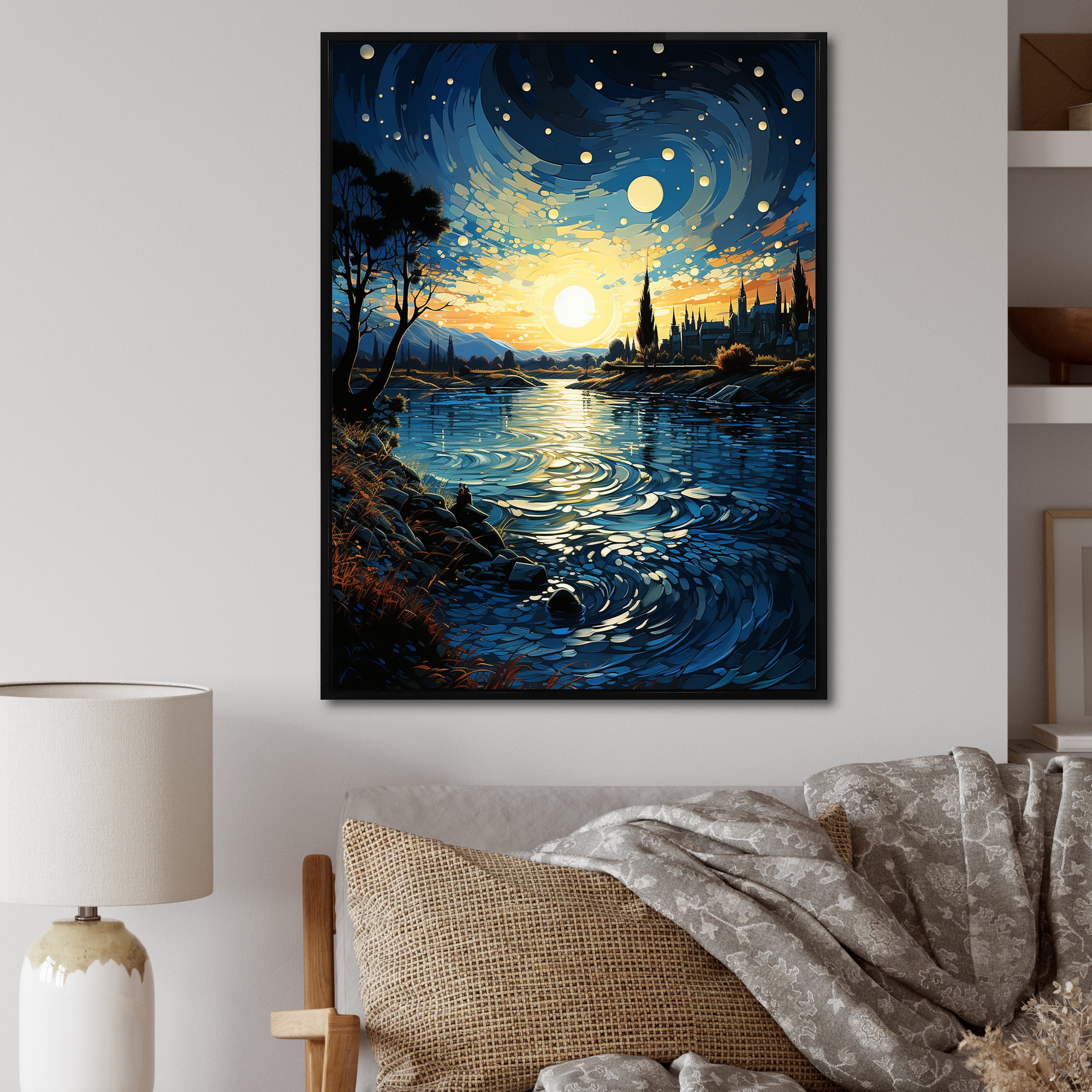 Designart "Starry Night Over the Rhone by Vincent IV" Landscape ...