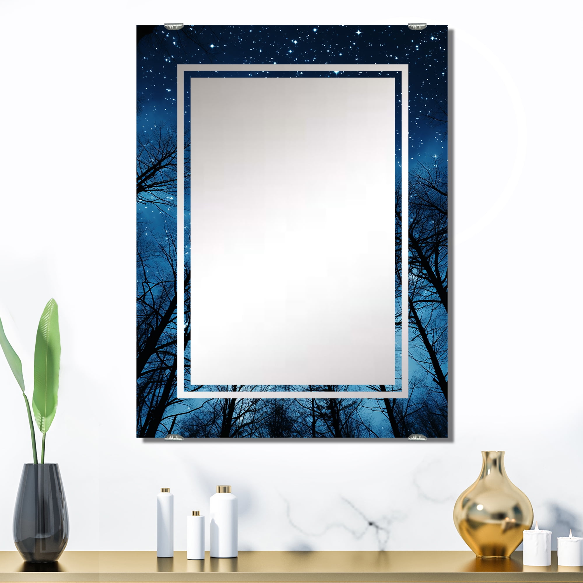 Designart "Starry Night Serenade" Sky Oversized Wall Mirror ...