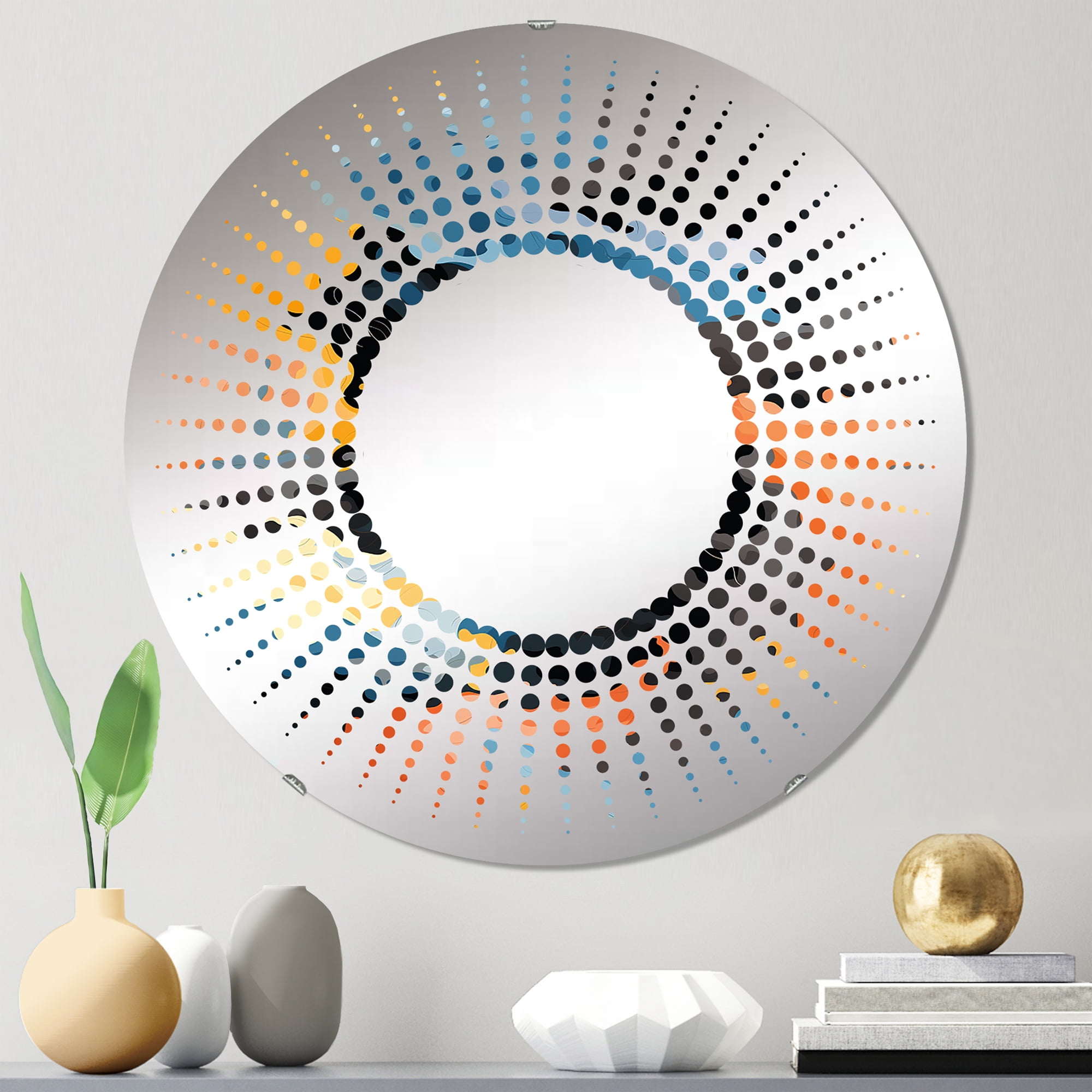 Designart "Stellar Blue Camo II" Camouflage Starburst Round Wall Mirror ...