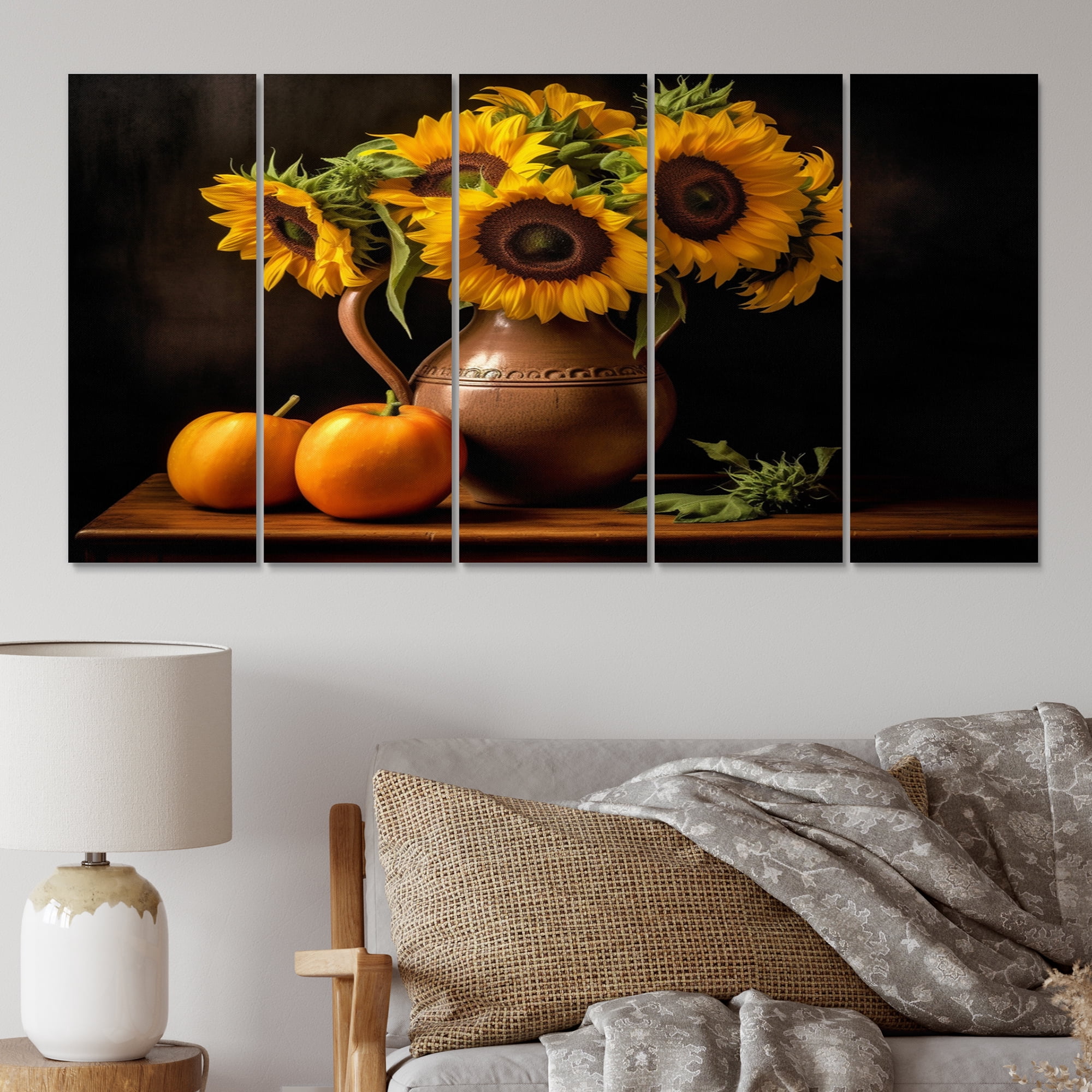 Designart "Still Life with a Golden Sunflower II" Floral Metal Wall ...