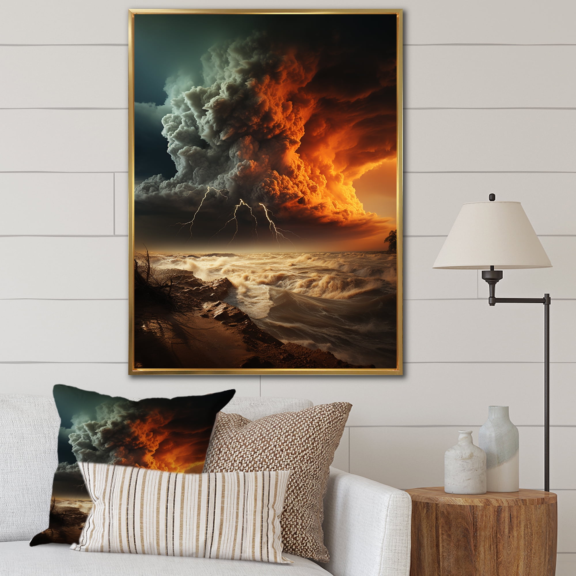 Designart "Storm Raging SPIRAL III" Nautical & Beach Floater Framed ...