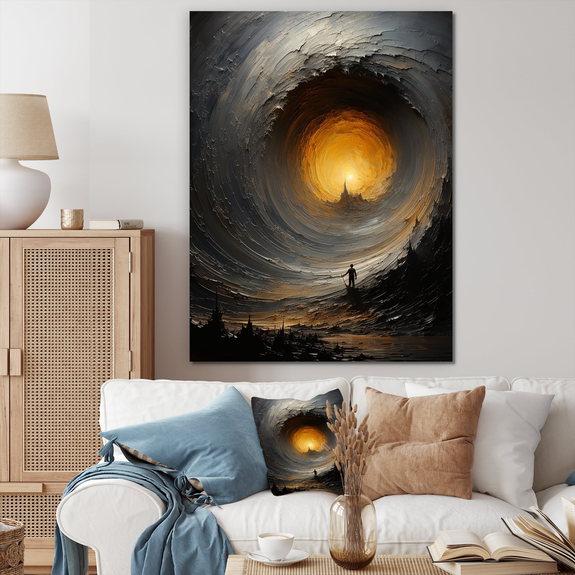Designart "Storm Waves in Ocean I" Abstract Canvas Wall Art - Modern ...