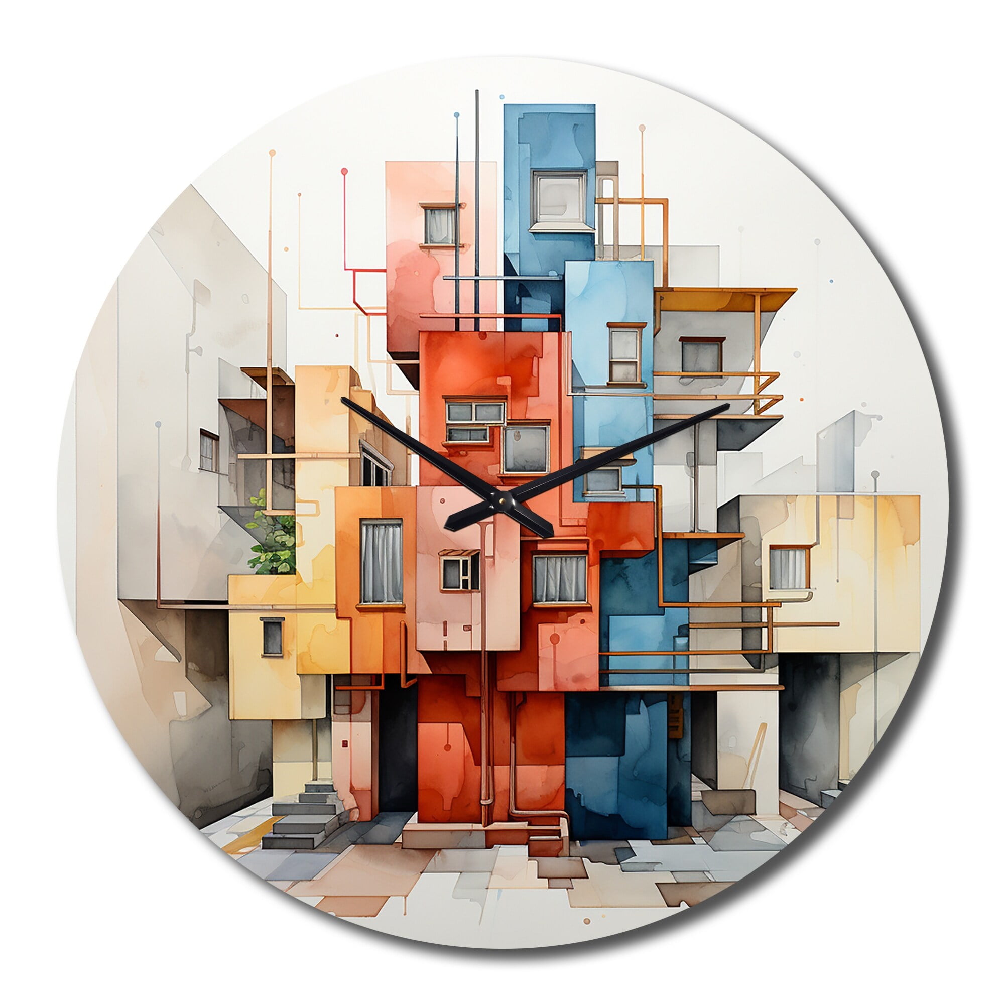 Designart "Street Art City Cubic art painting" Cubism Oversized Wall ...