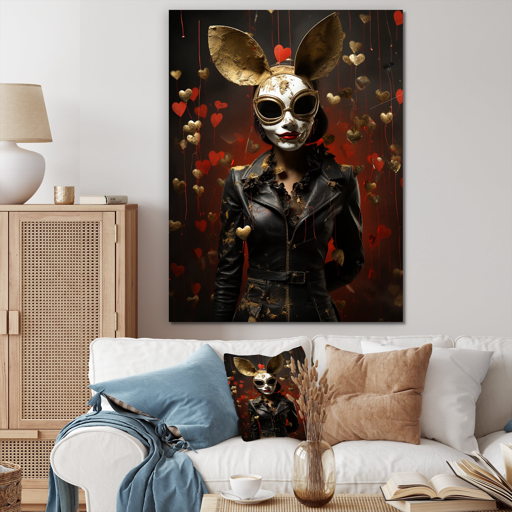 Designart "Street Art of Bunny Bank Robber II" Abstract Canvas Wall Art ...