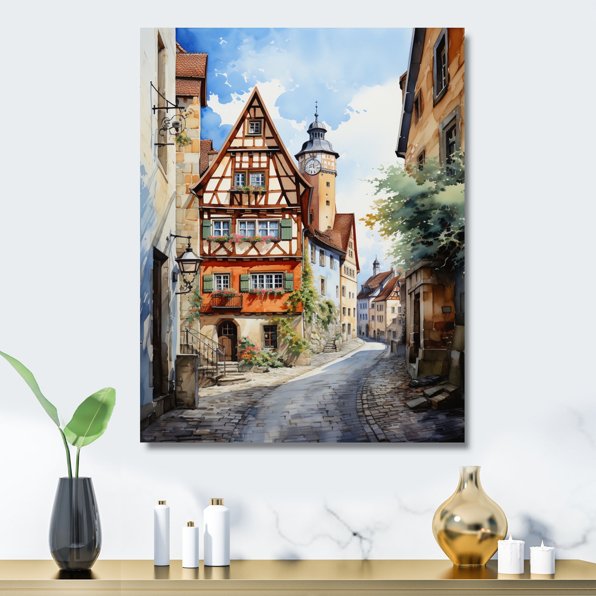 Designart "Street in Rothenburg, Germany I" Germany Metal Wall Decor ...