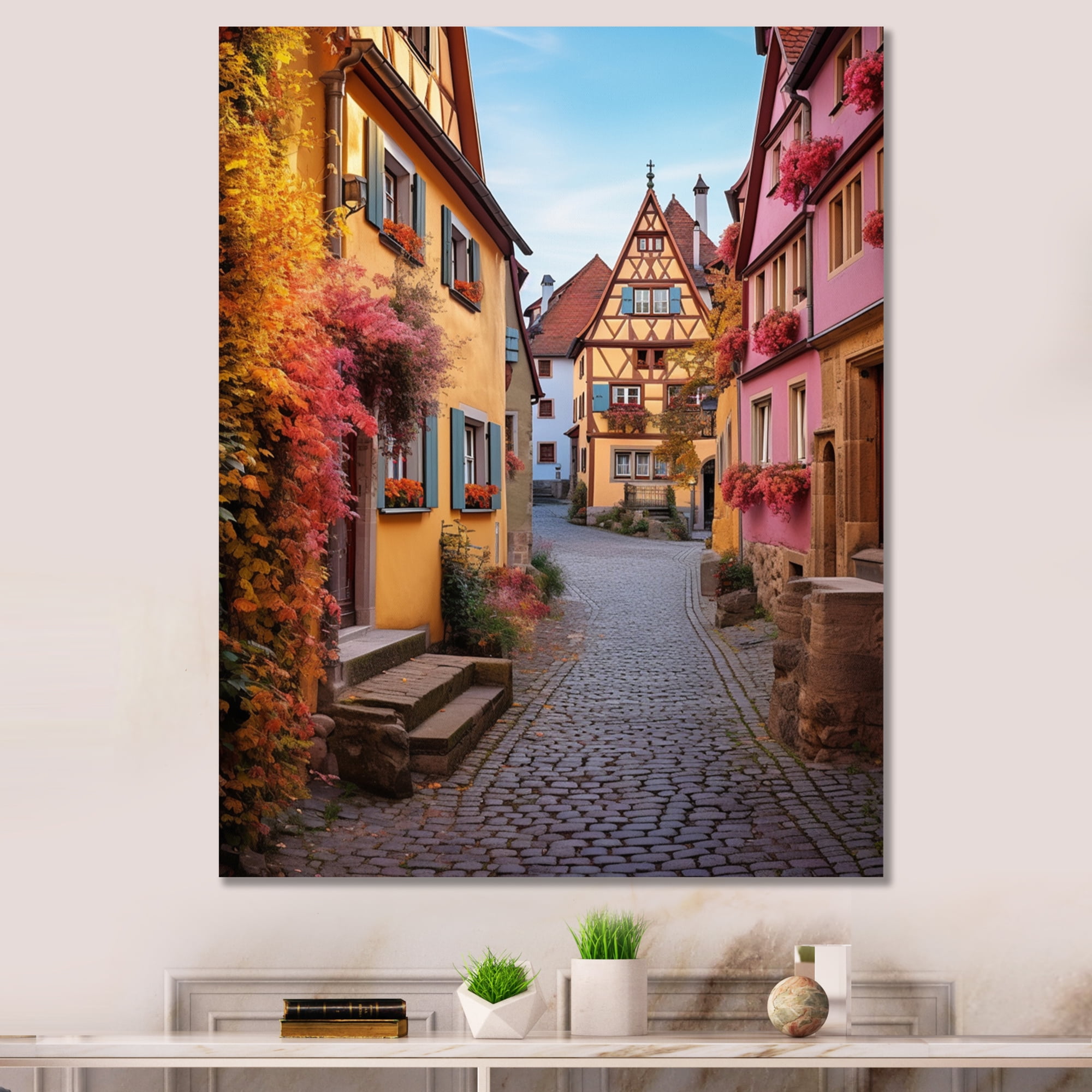 Designart "Street in Rothenburg, Germany III" Cityscapes Wall Decor ...