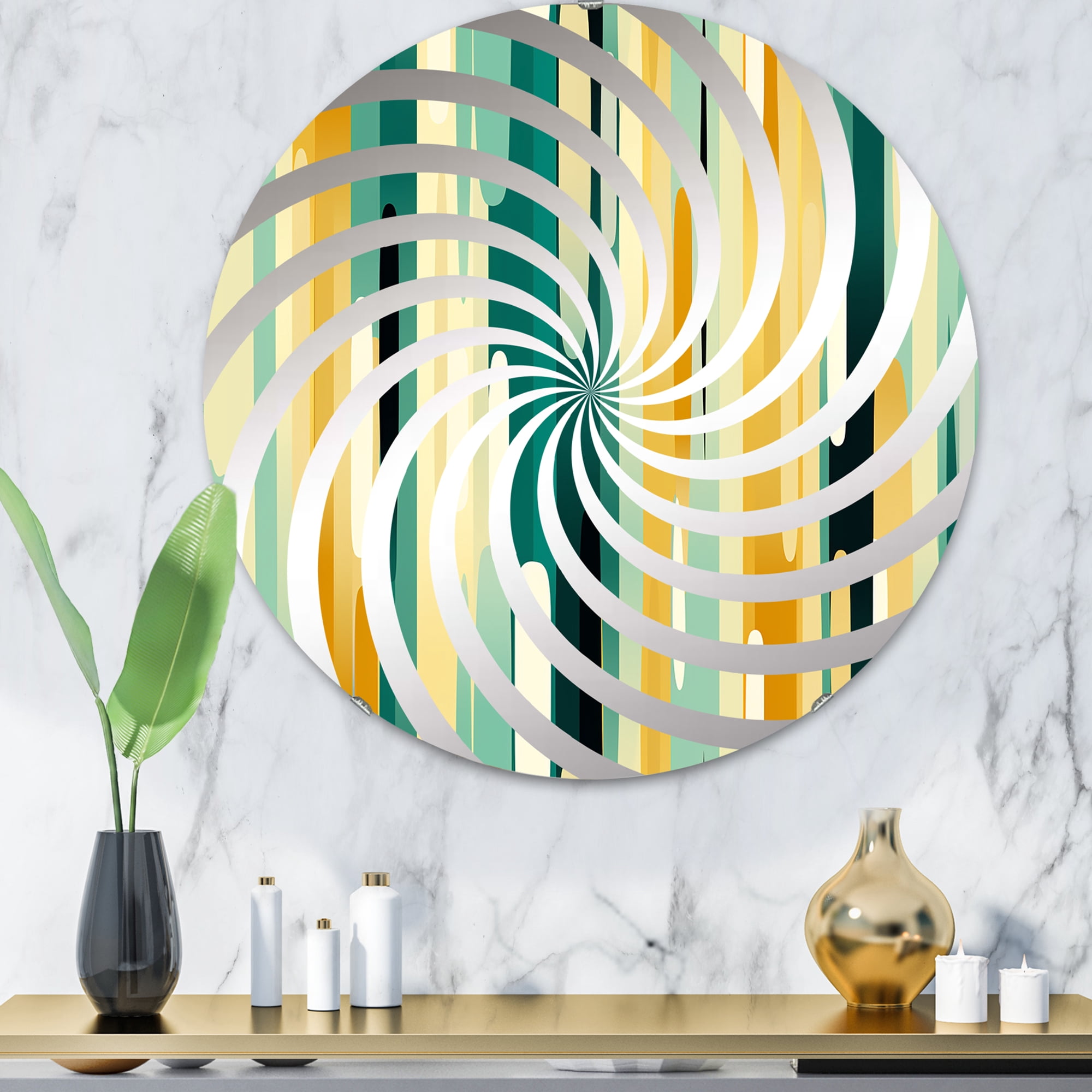 Designart "Striped Pattern with Jungle Green and Yellow Tones" Striped ...
