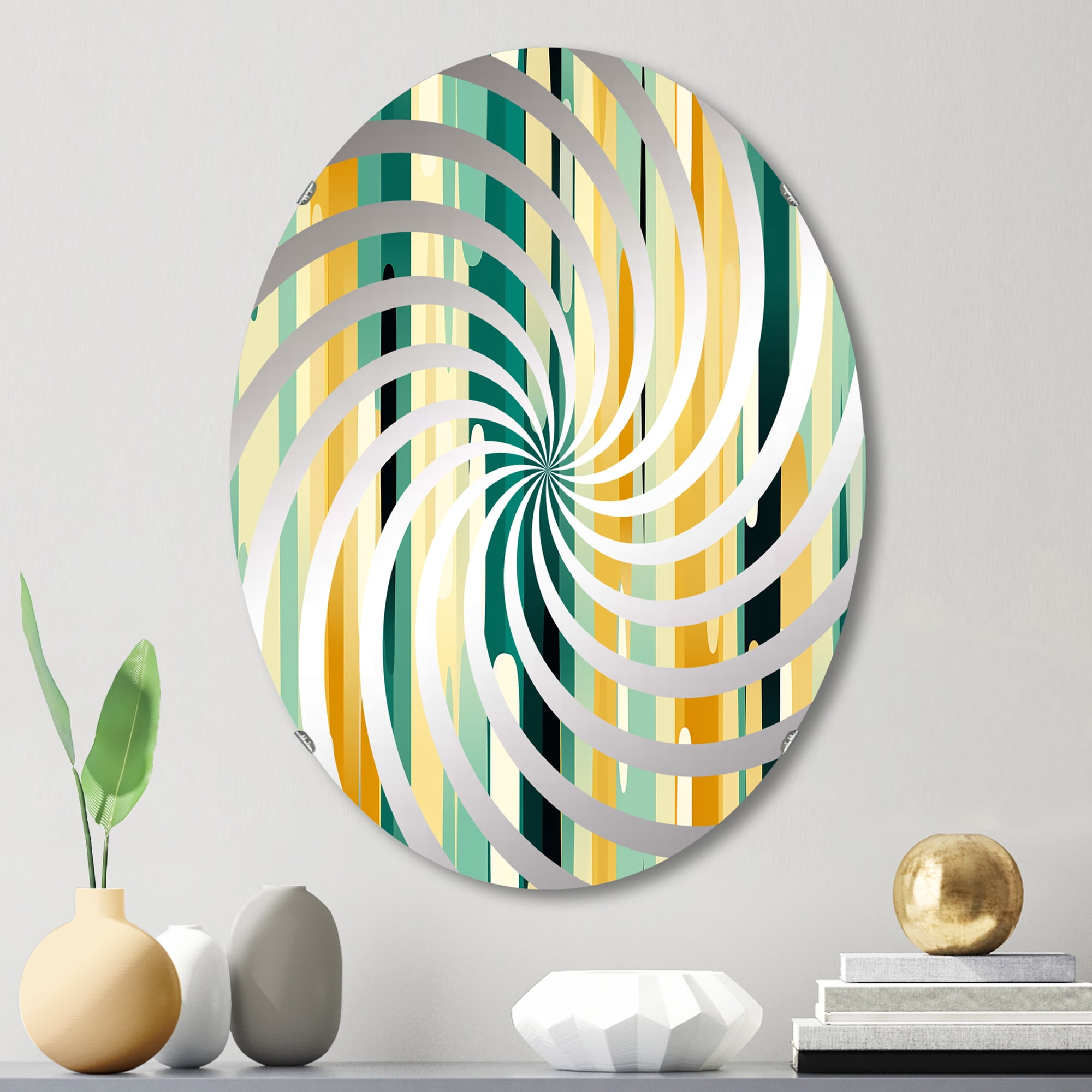 Designart "Striped Pattern with Jungle Green and Yellow Tones" Striped ...