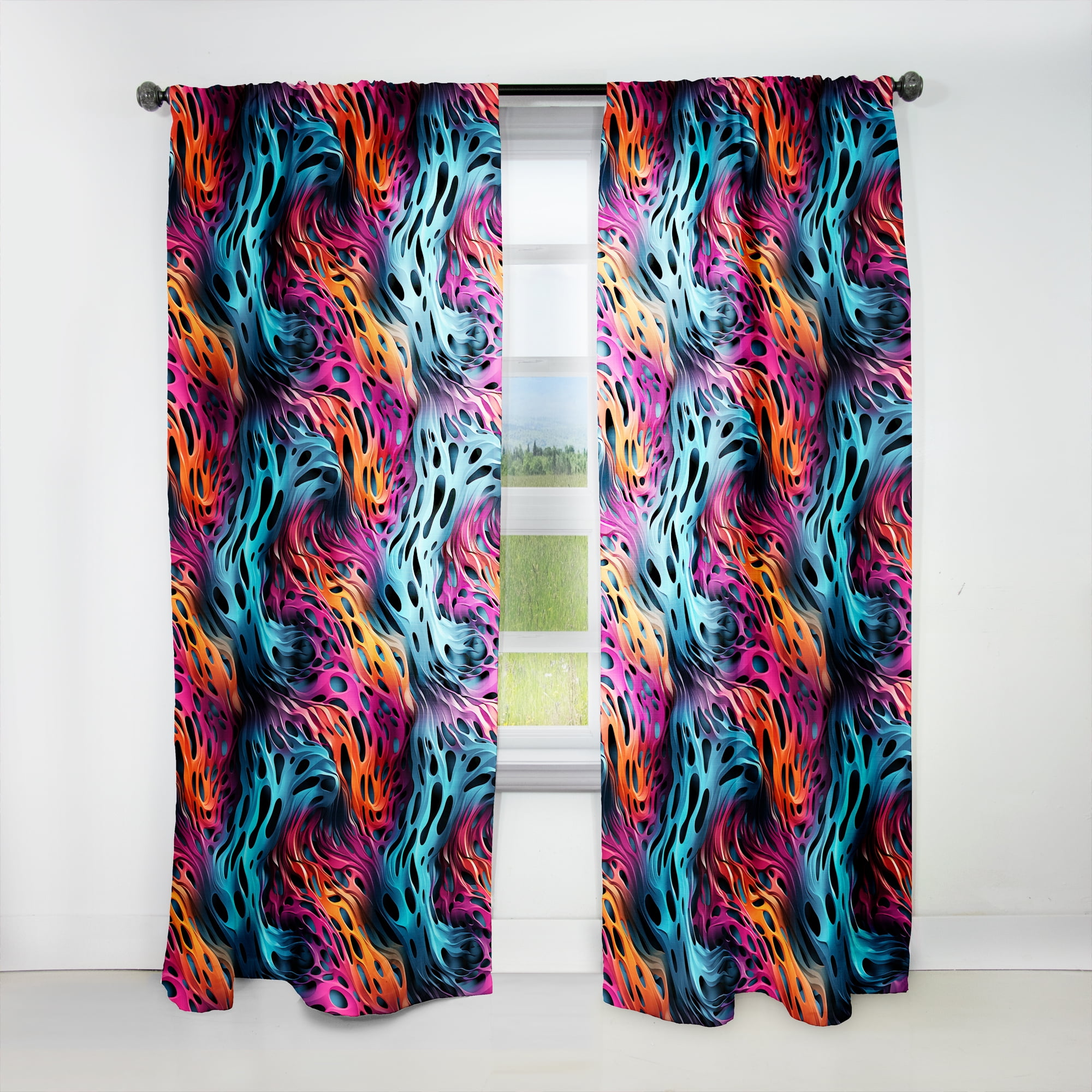 Designart "Stripes Of The Future I" Abstract Curtain Panels - Walmart.com