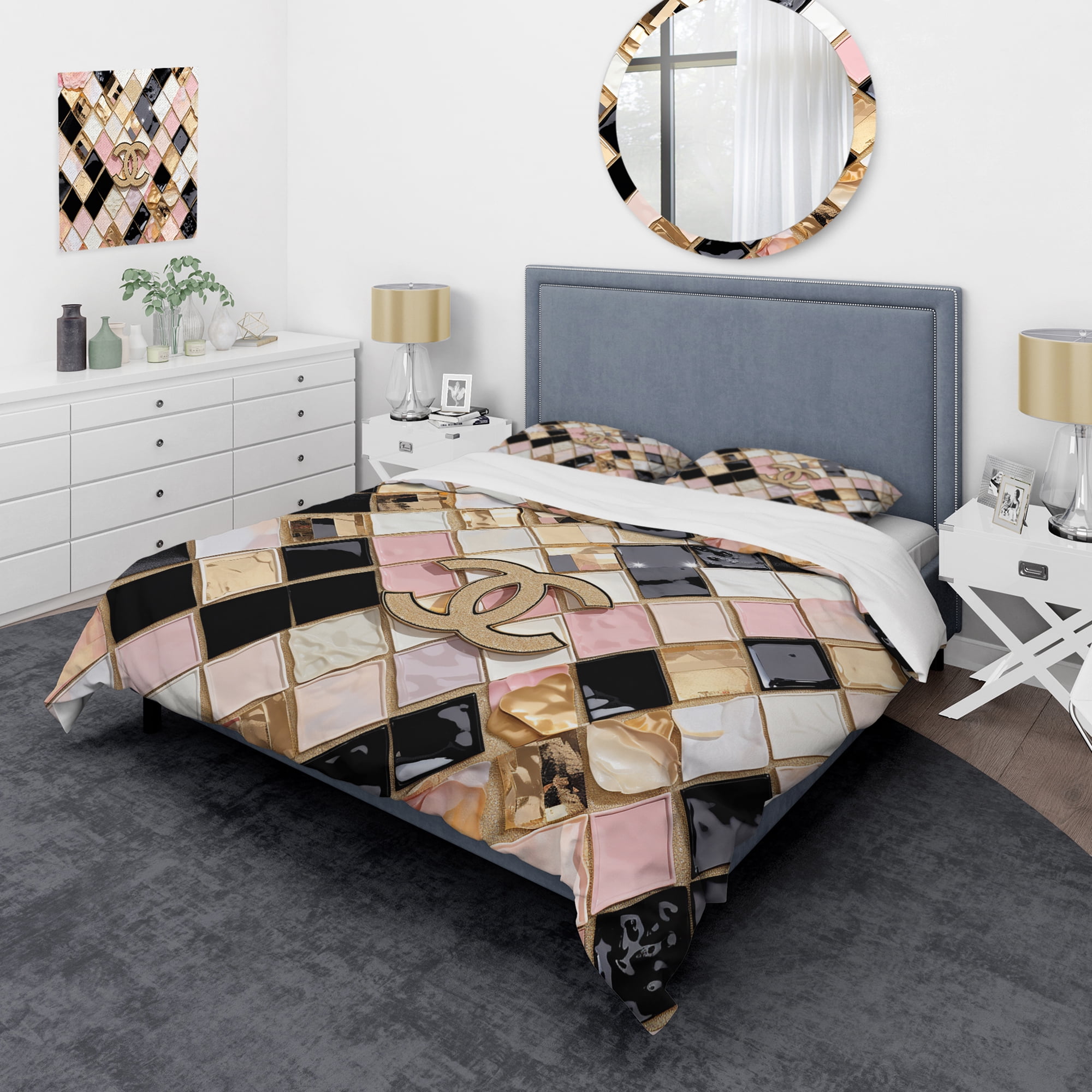 Designart "Stylish Geometric Glam Pattern" Fashion Bedding Covert Set ...