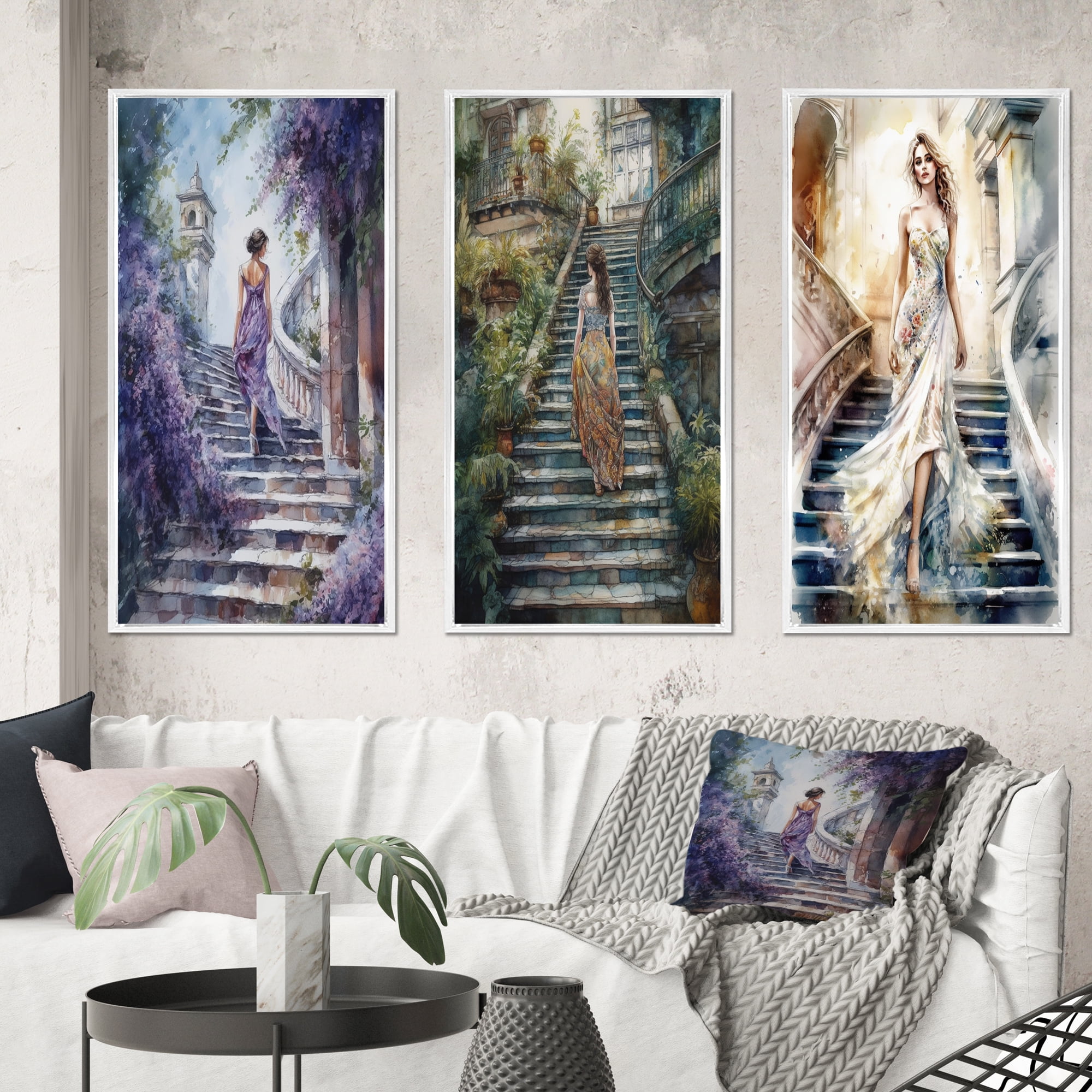 Designart "Stylish Girl Striking a Pose III" Woman Romantic Framed Wall ...