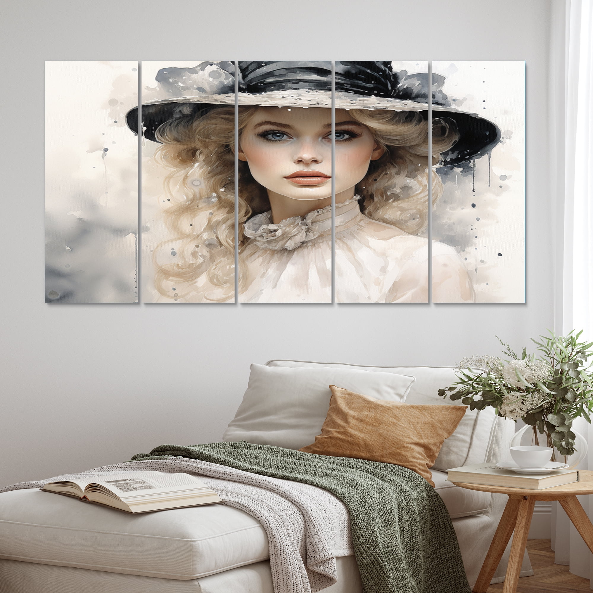 Designart "Stylish Woman With Hat Timeless Beauty I" Fashion Metal Wall ...