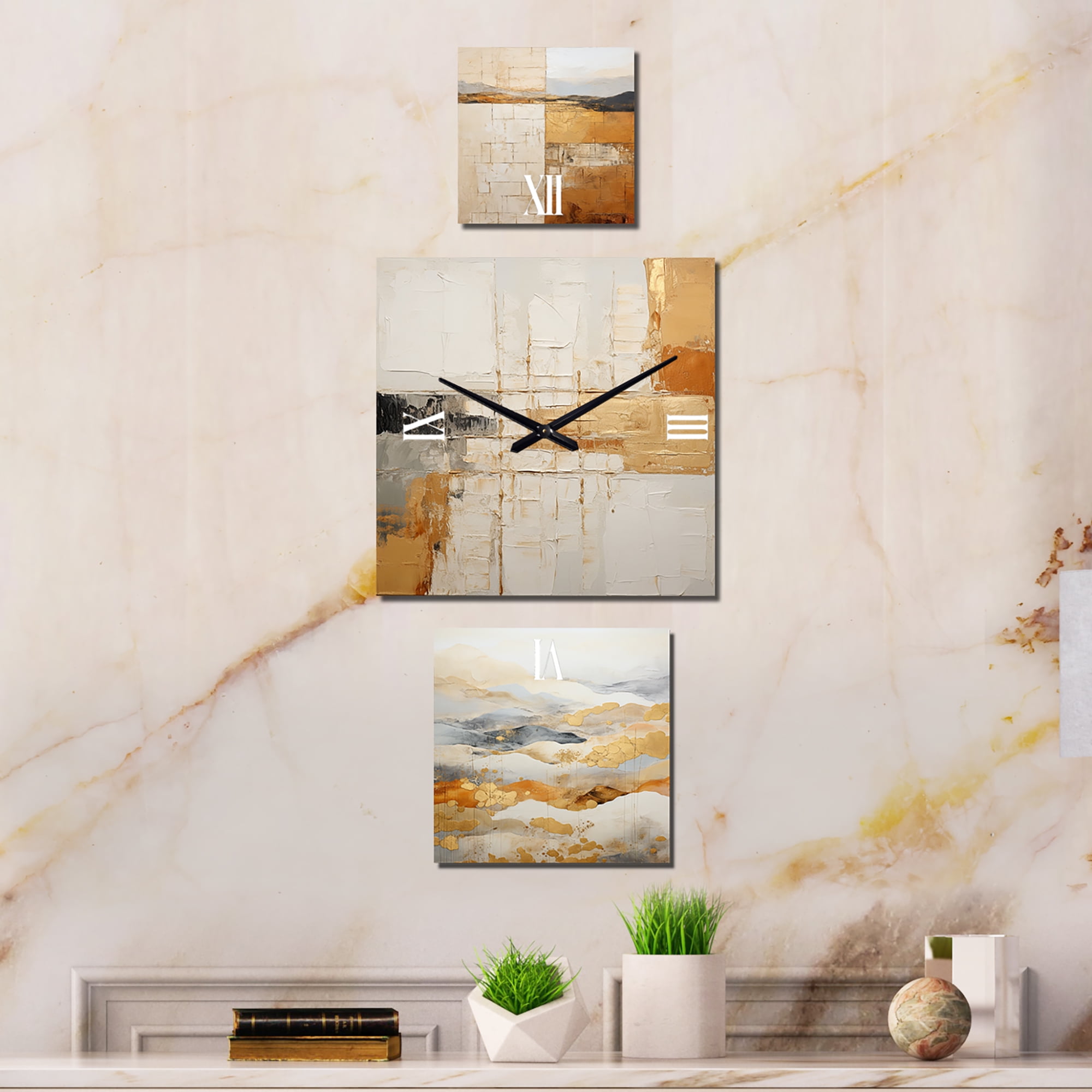 Designart "Subtle Gold Accents in Minimalism" Abstract Shapes Oversized ...