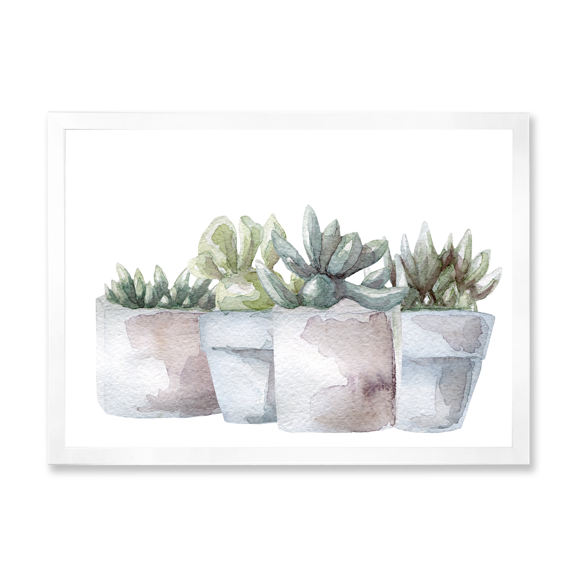 Designart 'Succulent and Cactus House Plants III' Farmhouse Framed Art ...